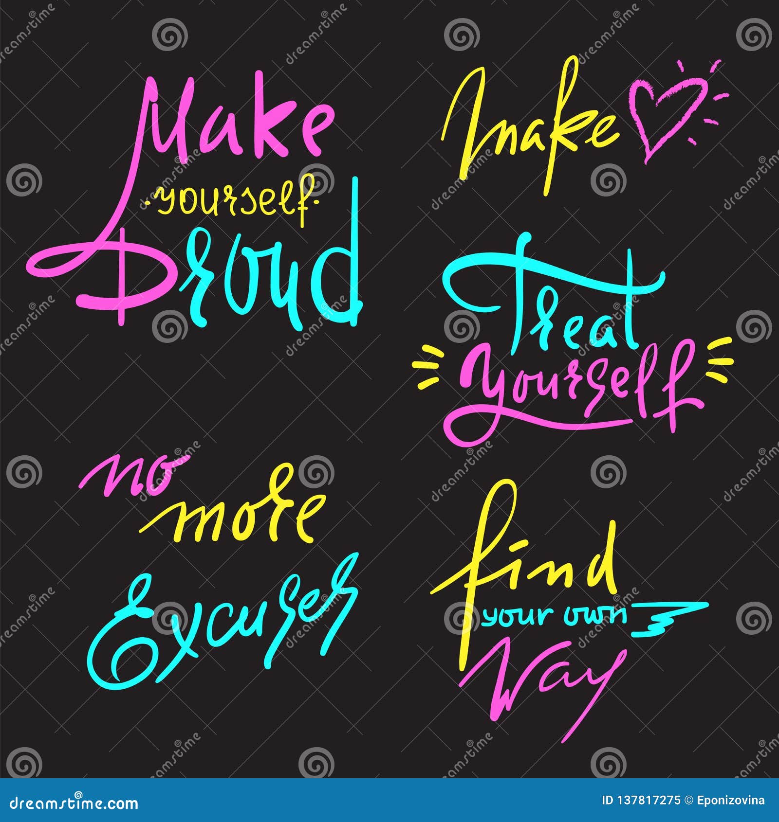 Motivational Signs Within In The Form Of Ribbons On The Blue Background ...