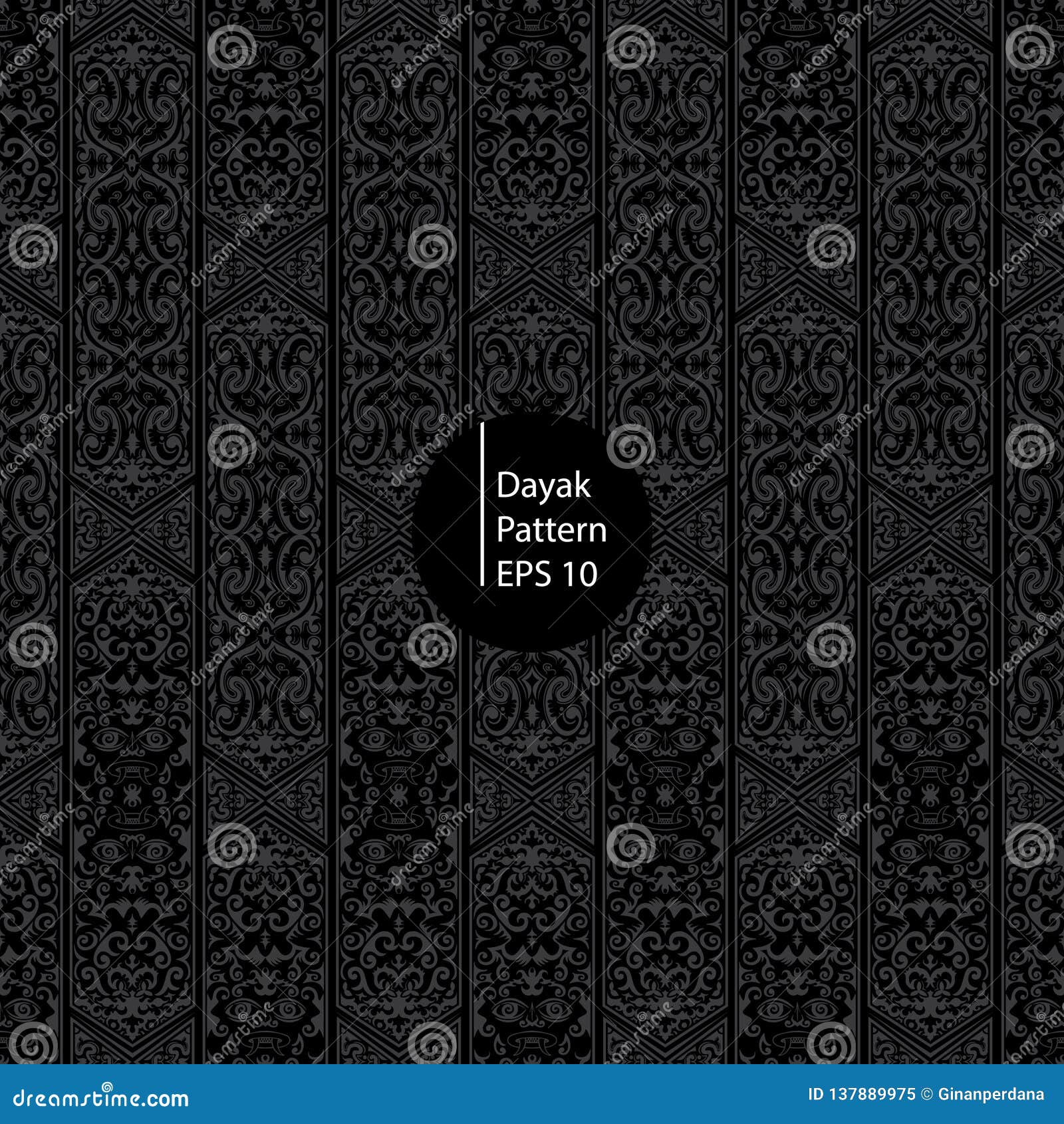 Dayak Borneo Pattern Black Background Stock Vector - Illustration of ...