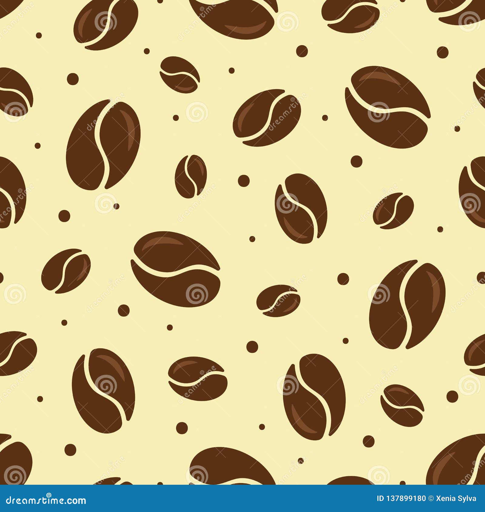 Simple Vector Seamless Pattern with Coffee Beans. Stock Vector ...