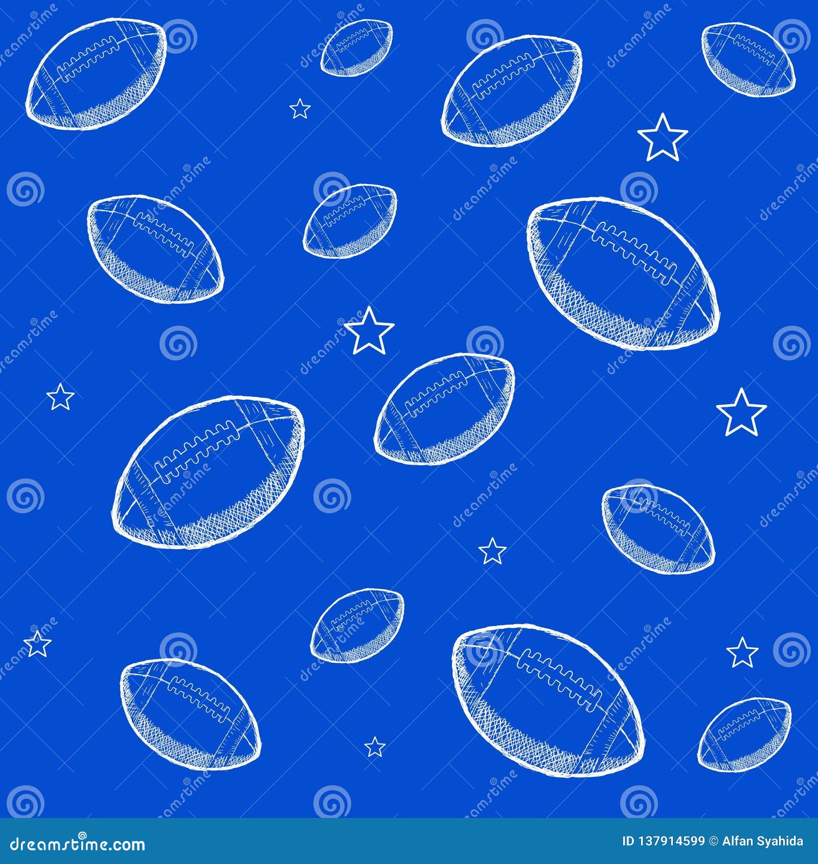 Hand Drawn Rugby Ball with Star Illustration Stock Illustration ...