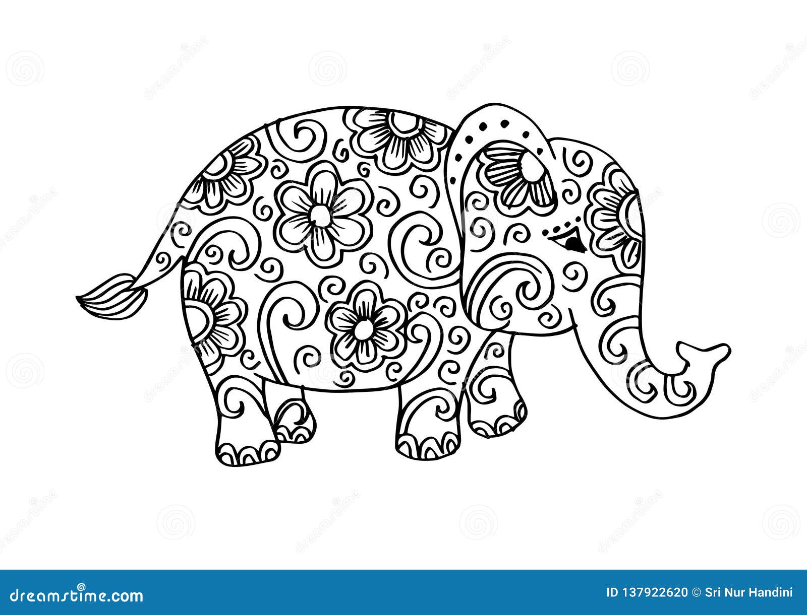 Elephant Decorative Illustration. Stock Illustration - Illustration of ...