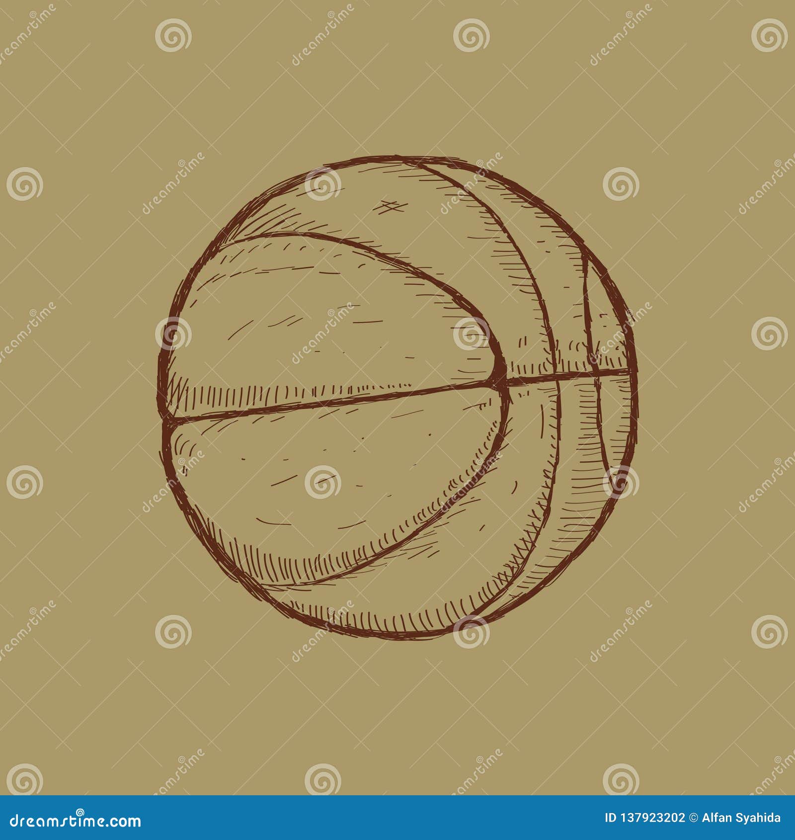 Hand Drawn Illustration of Basketball Ball in Cool Sketch Style ...