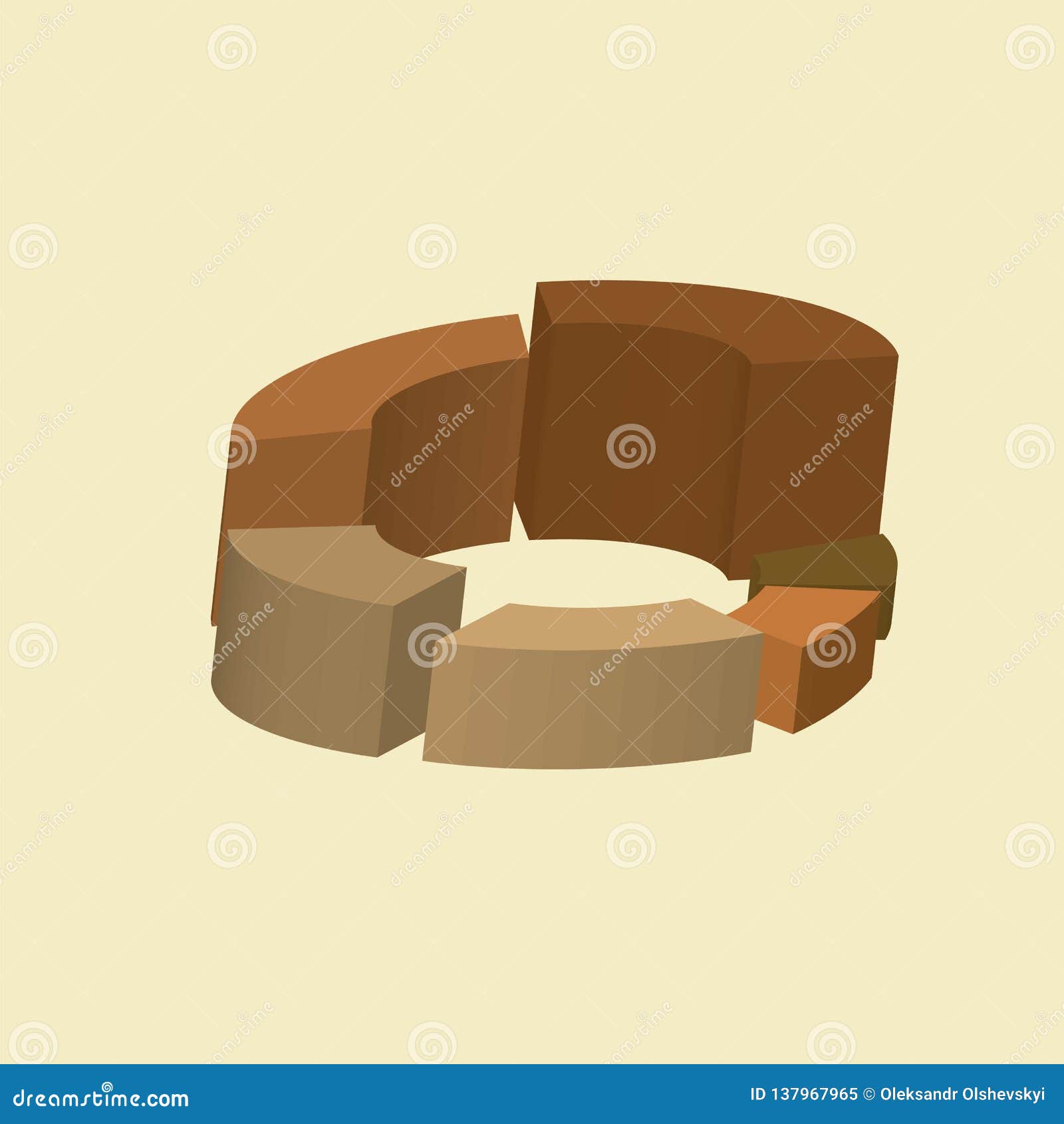 Donut Circle Divided Into Sectors Charts Vector Illustration ...