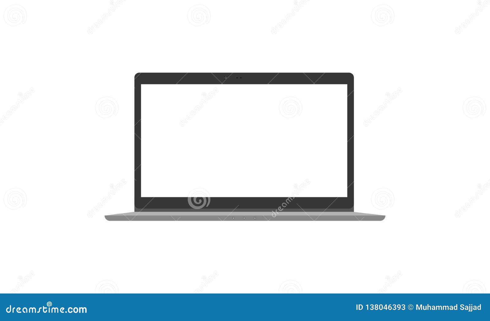 Realistic Laptop Front View - Modern Glossy Laptop Isolated on White ...