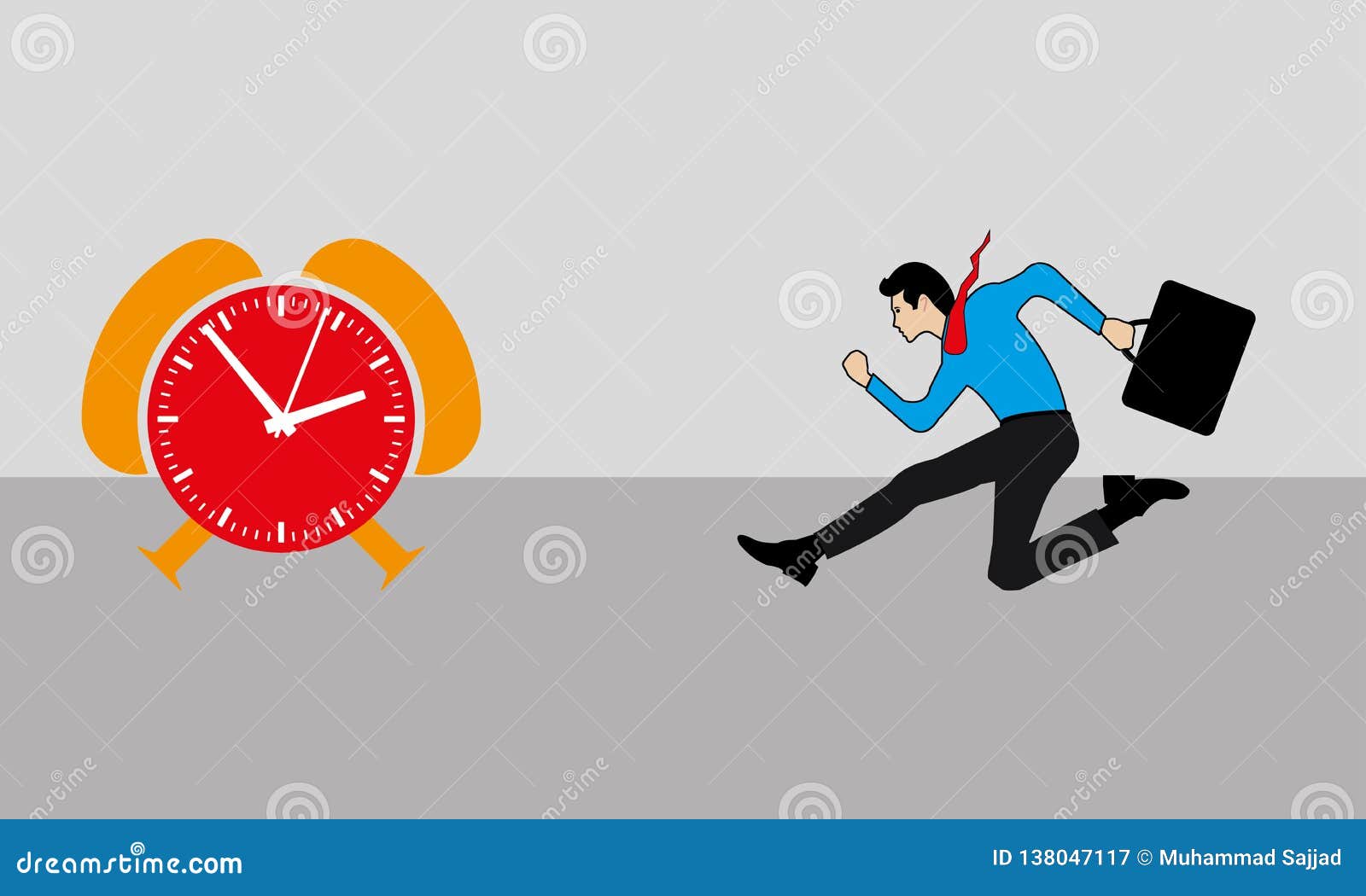 Business Man Running and an Orange & Red Time Clock Stock Vector ...