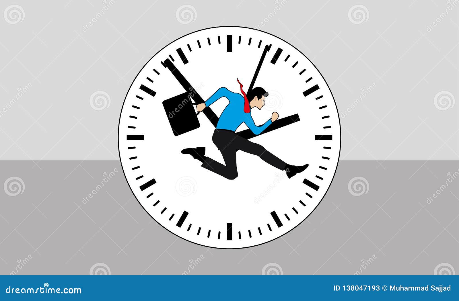 Business Man Running and an Orange & Red Time Clock Stock Vector ...