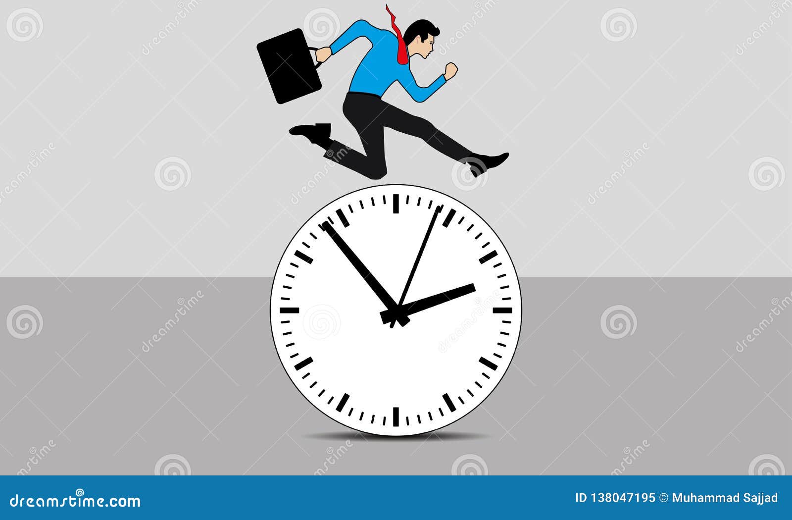Business Man Running and an Orange & Red Time Clock Stock Vector ...