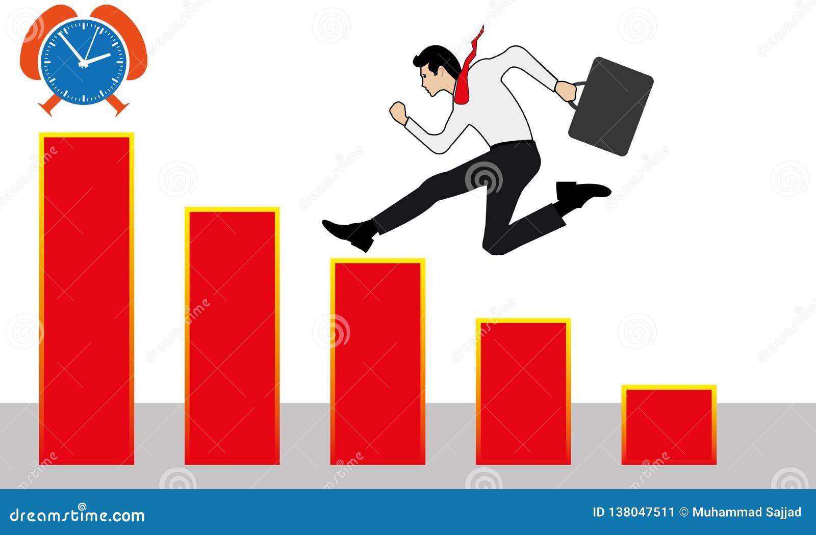 Business Man Successfully Running on a Ladder To the Chart Up Stock ...