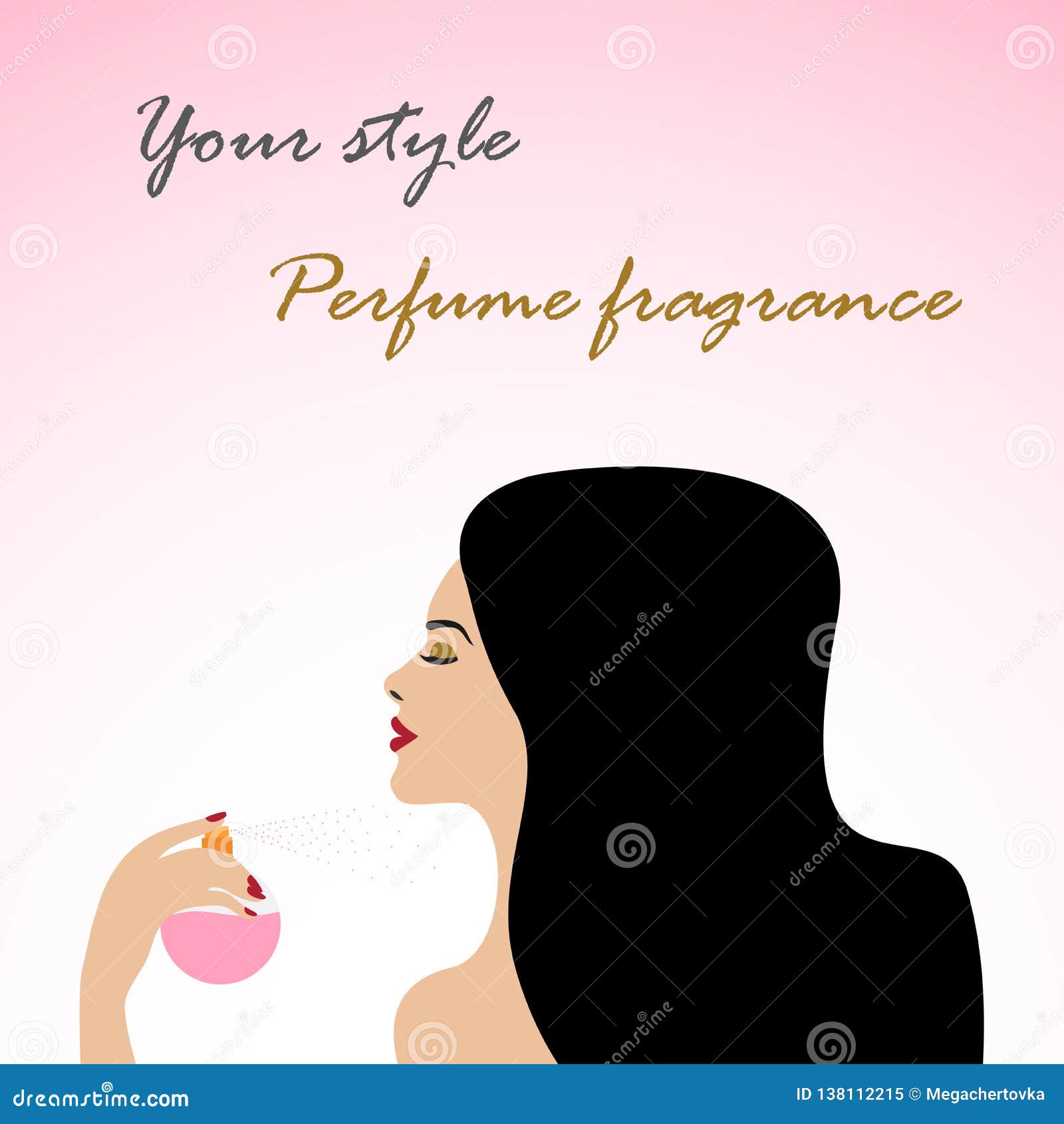 Woman Applying Perfume, Flat Art. Vector. Stock Vector - Illustration ...