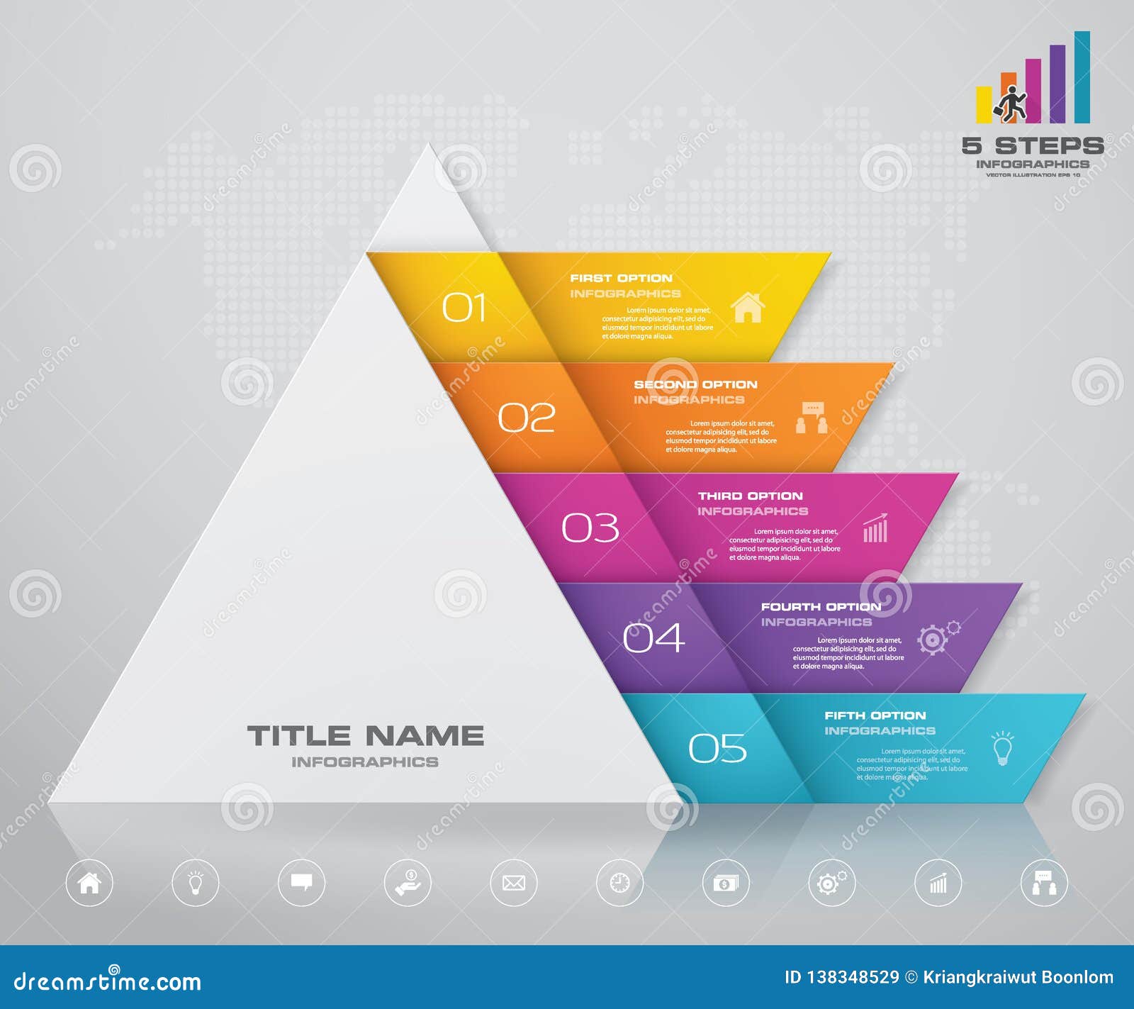 5 Steps Pyramid with Free Space for Text on Each Level. Infographics ...