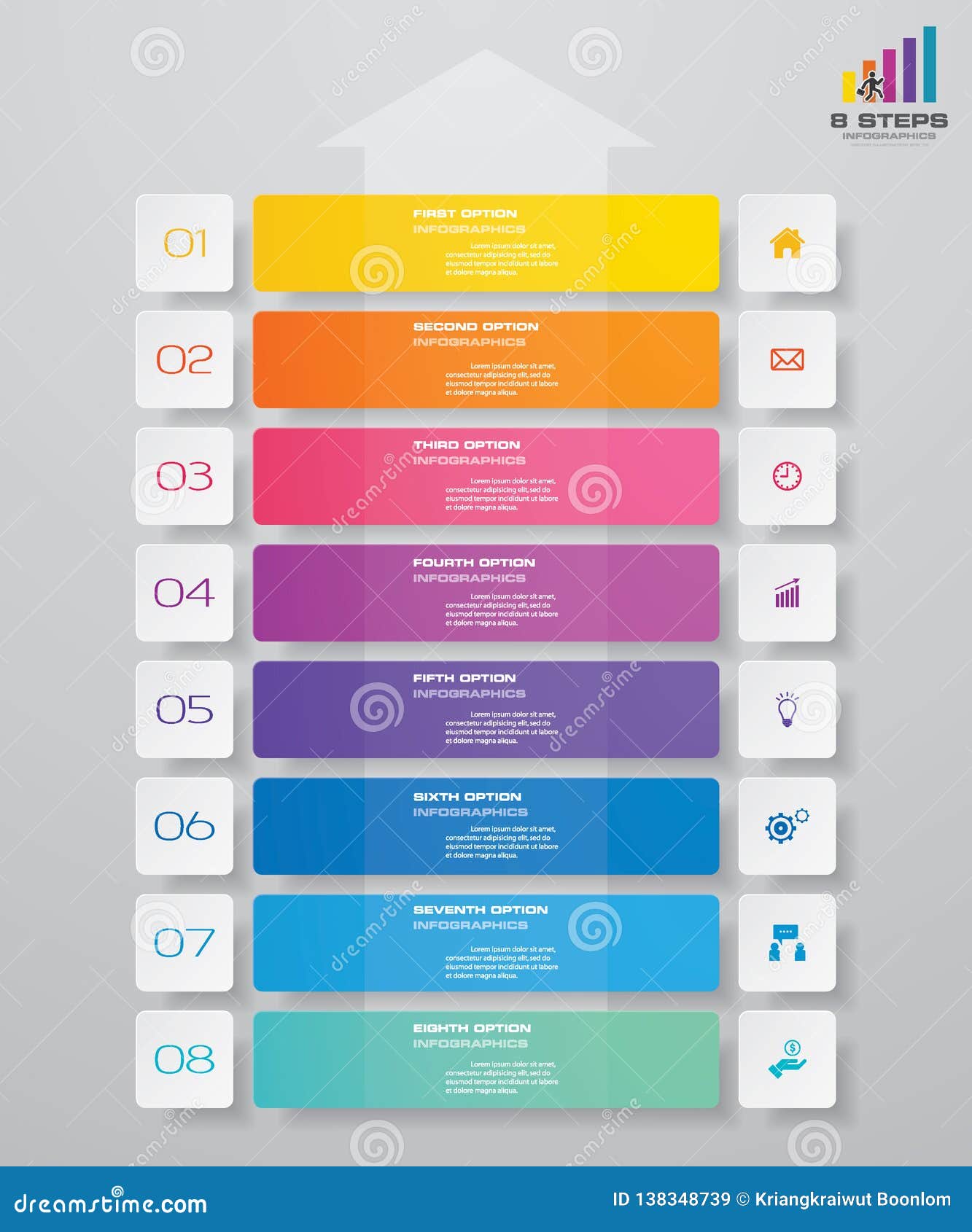 8 Steps Arrow Timeline Infographic Element. 8 Steps Infographic. Stock ...