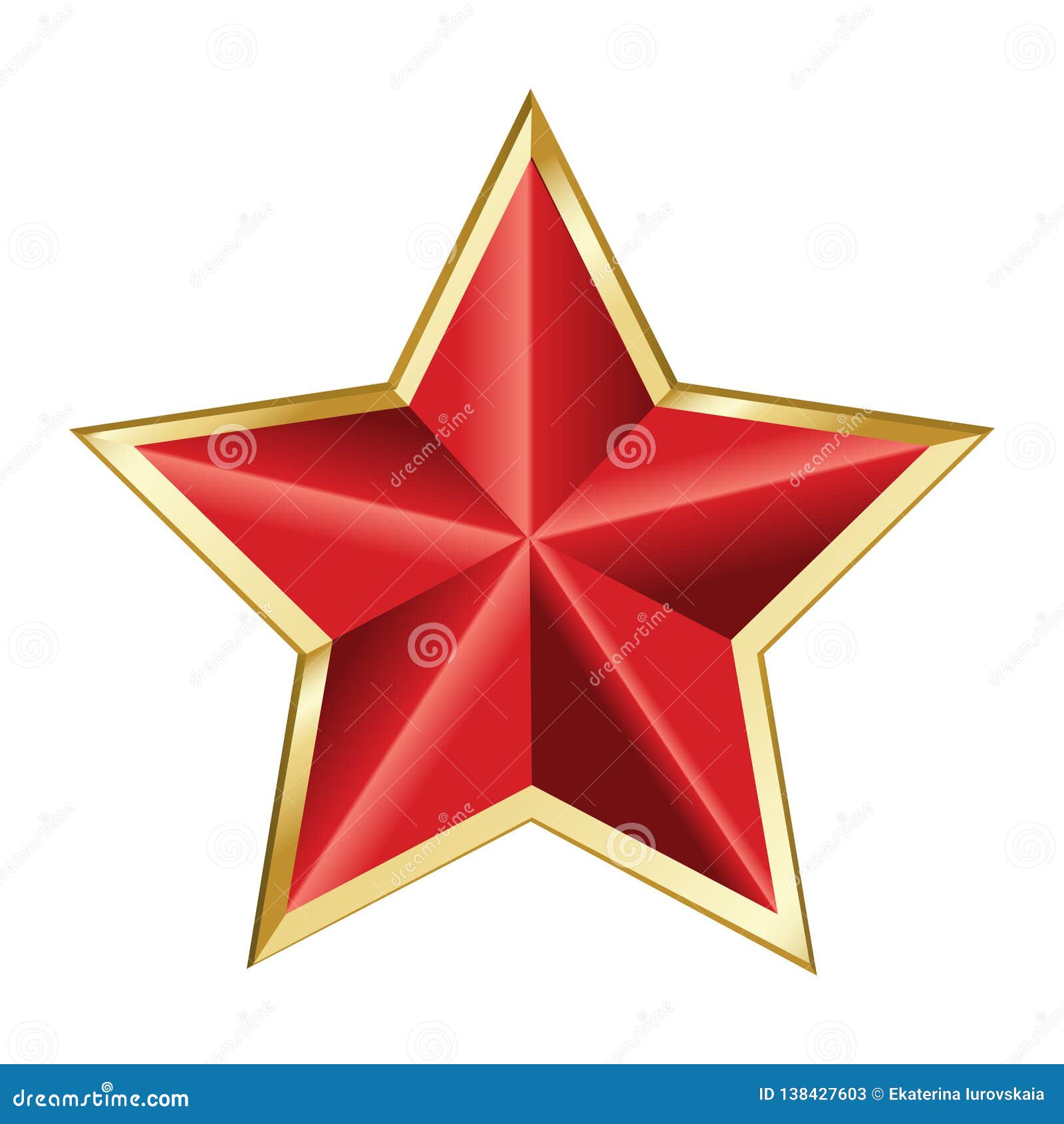 Red Star with Golden Edge on White Background. Stock Vector ...