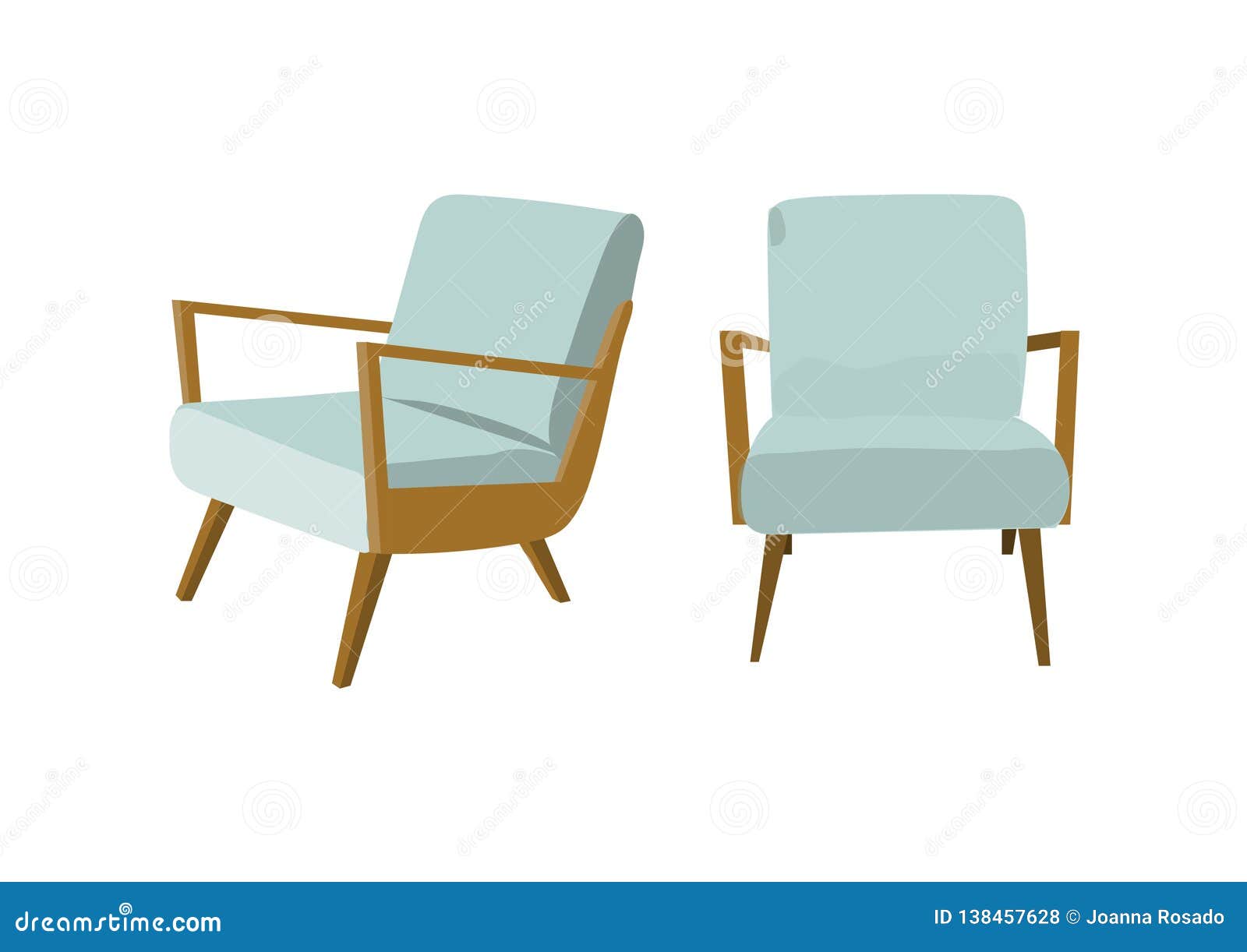 Mid Century Modern Armchair. Retro Chairs. Stock Vector - Illustration ...