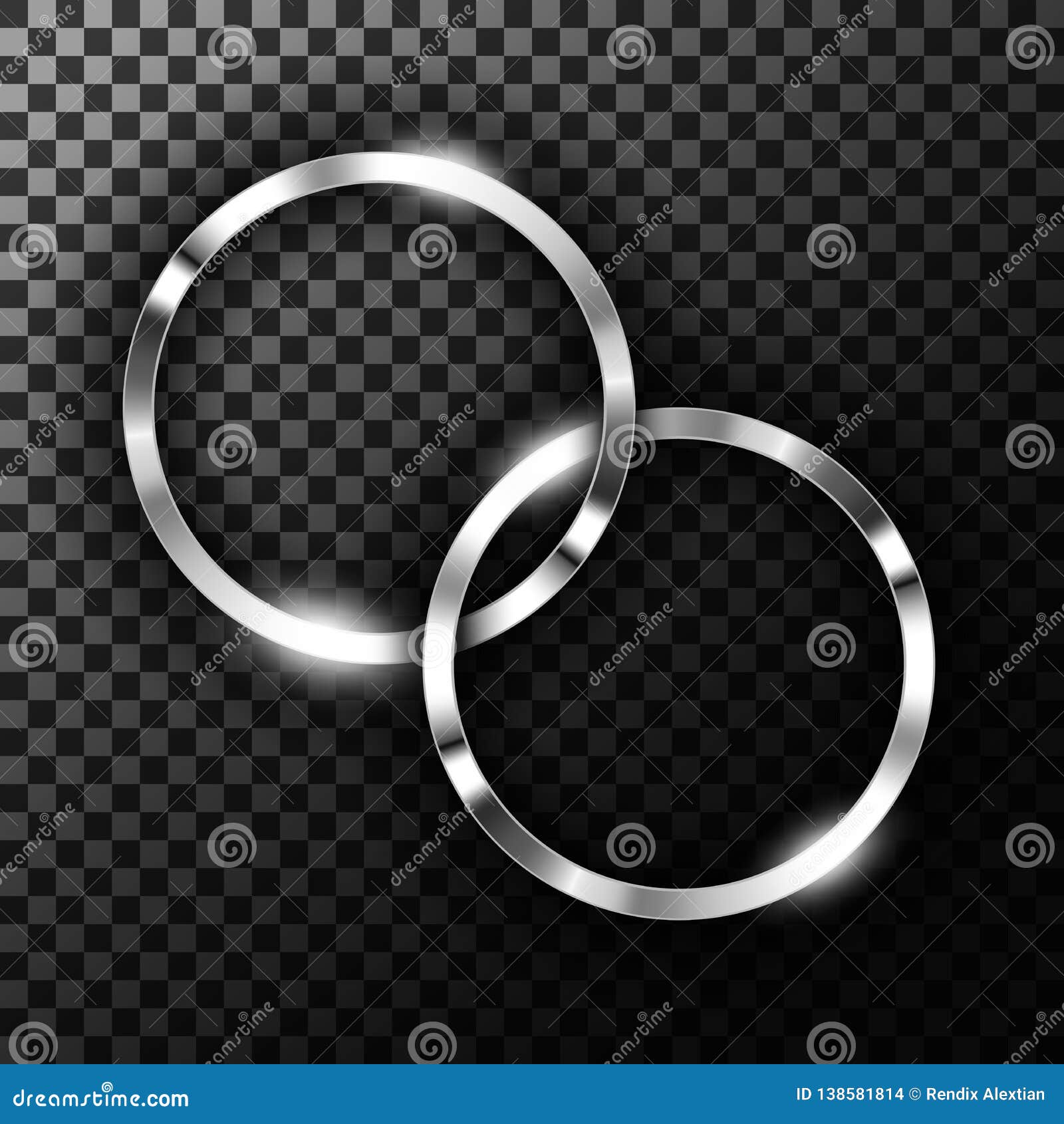 Metallic Chrome Rings on Transparent Textured Stock Vector ...
