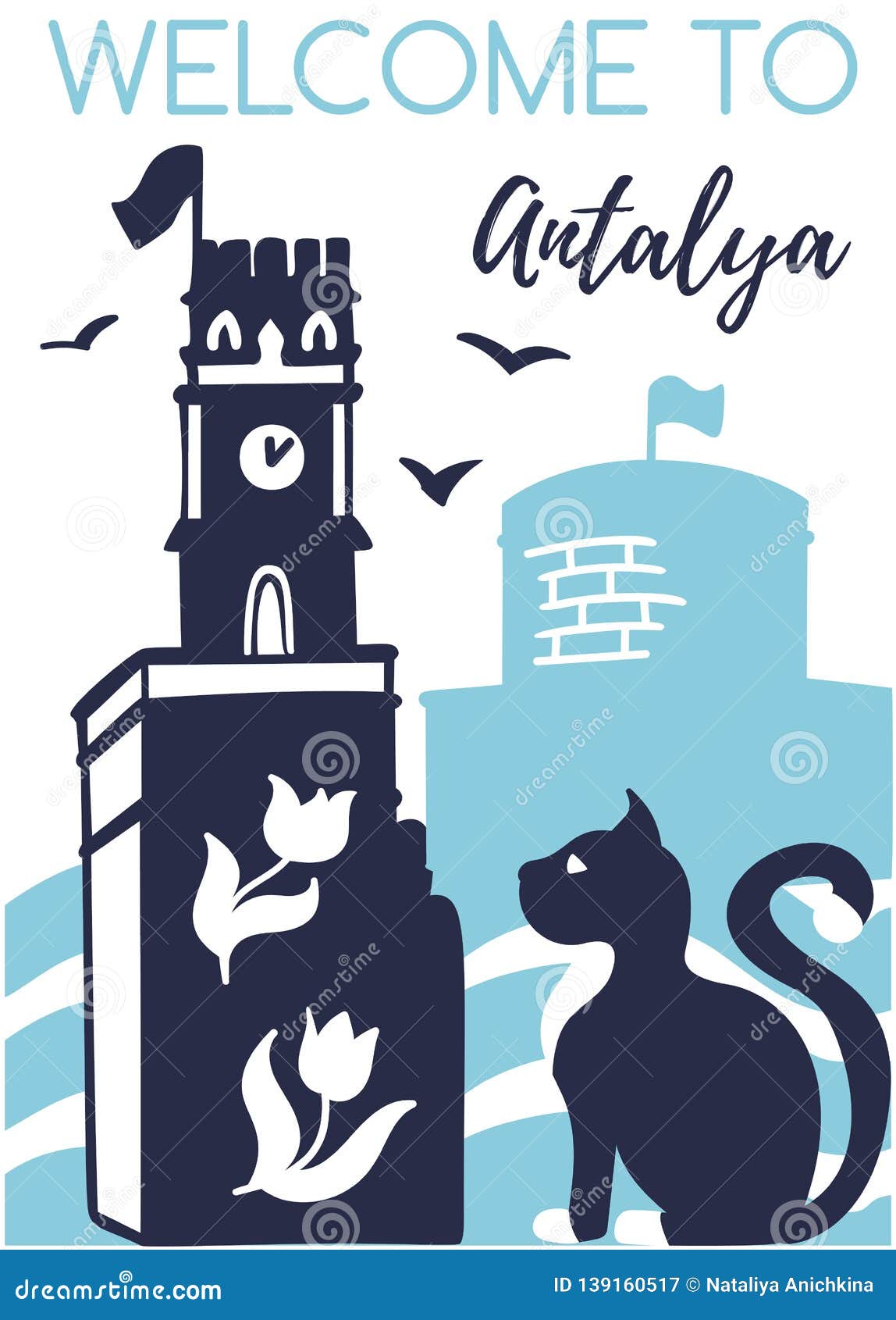 Welcome To Antalya. Travel To Turkey Concept. Vertical Vector ...