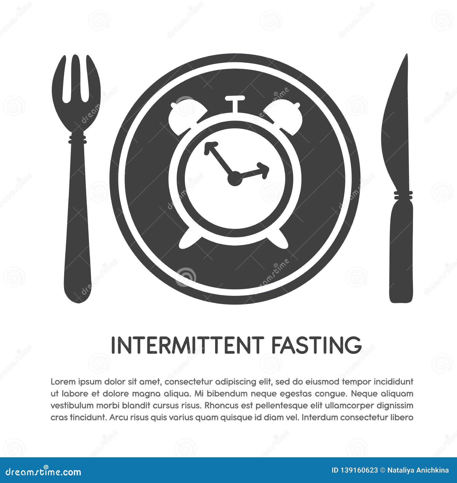 Intermittent Fasting. Vector Illustration of a Plate with a Fork and a ...