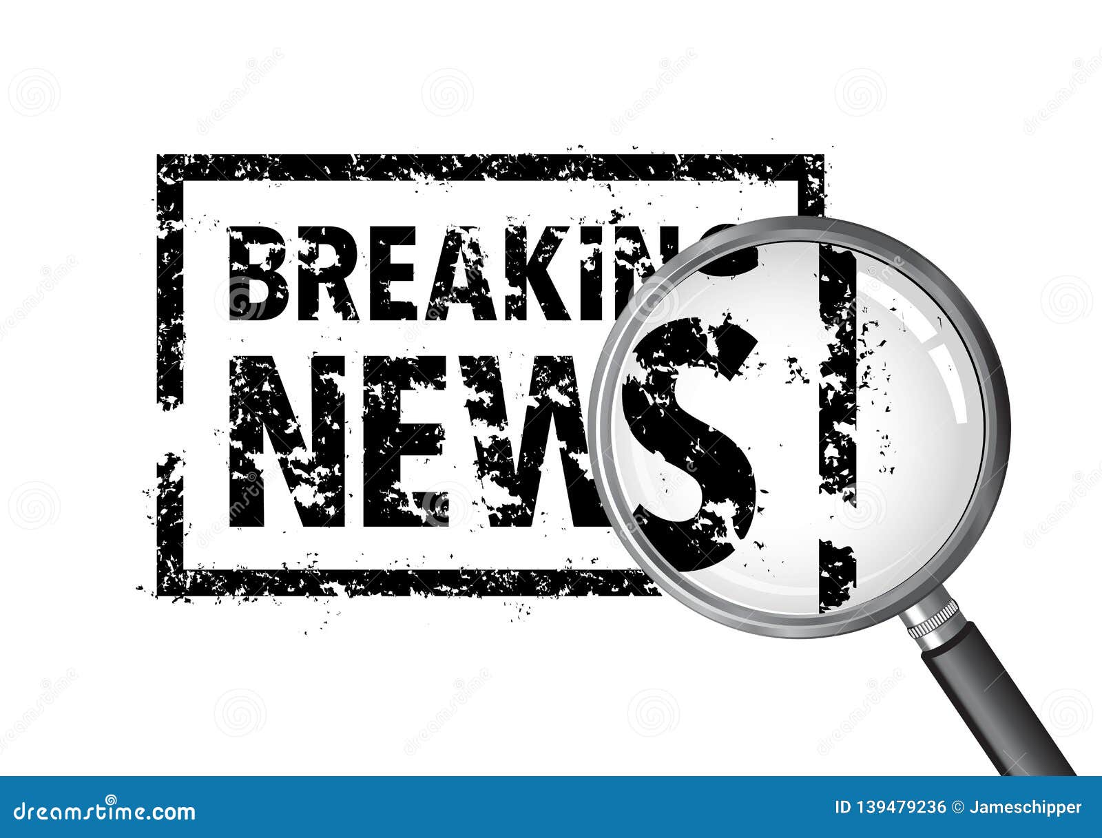 Breaking News Rubber Stamp Magnifying Glass Stock Vector - Illustration ...