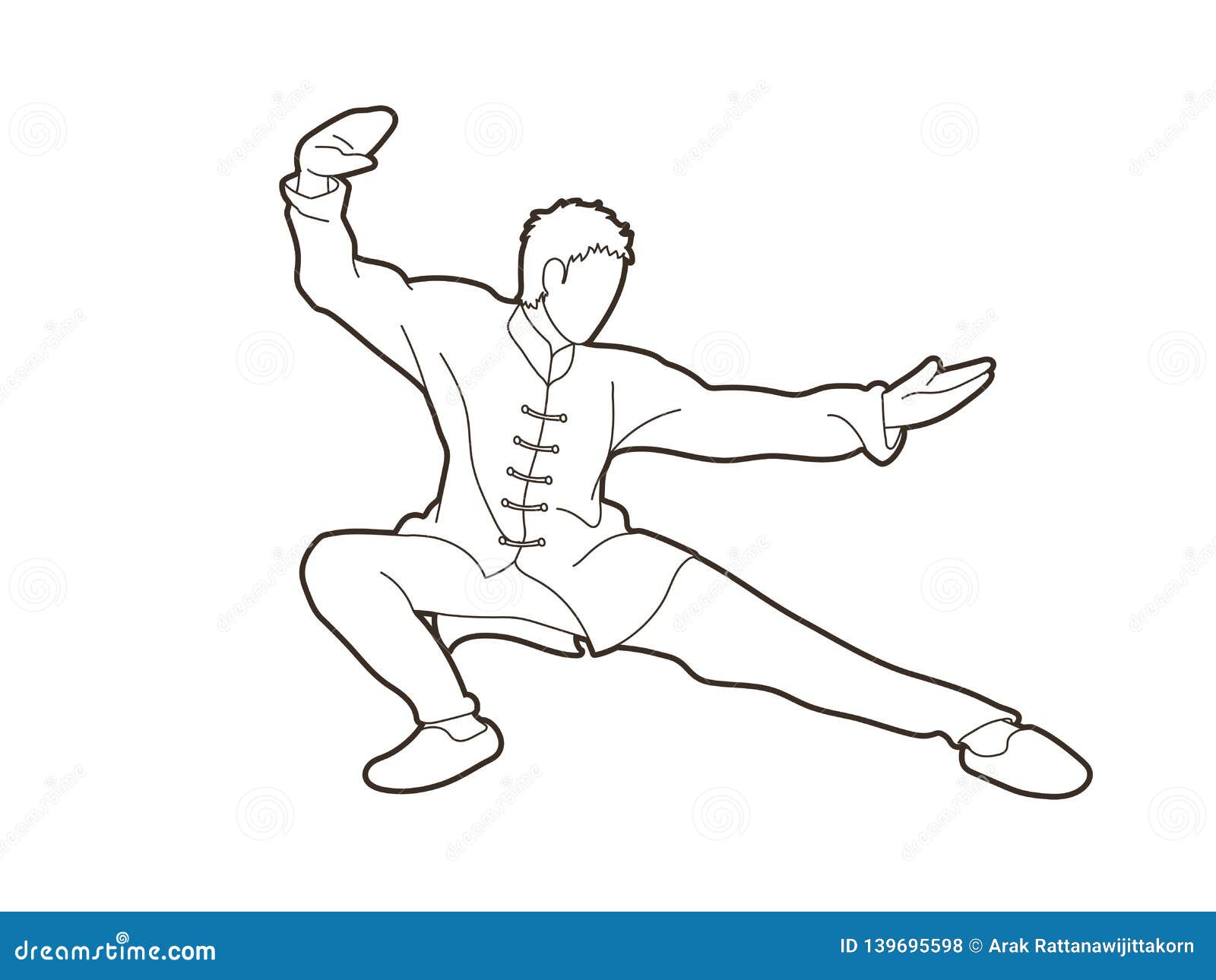 Kung Fu Ready To Fight Action Pose Cartoon Graphic Vector Illustration ...