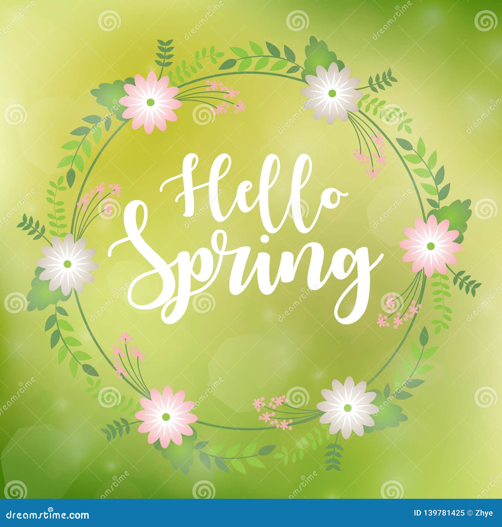 Romantic Floral Wreath with Quote Hello Spring Stock Vector ...