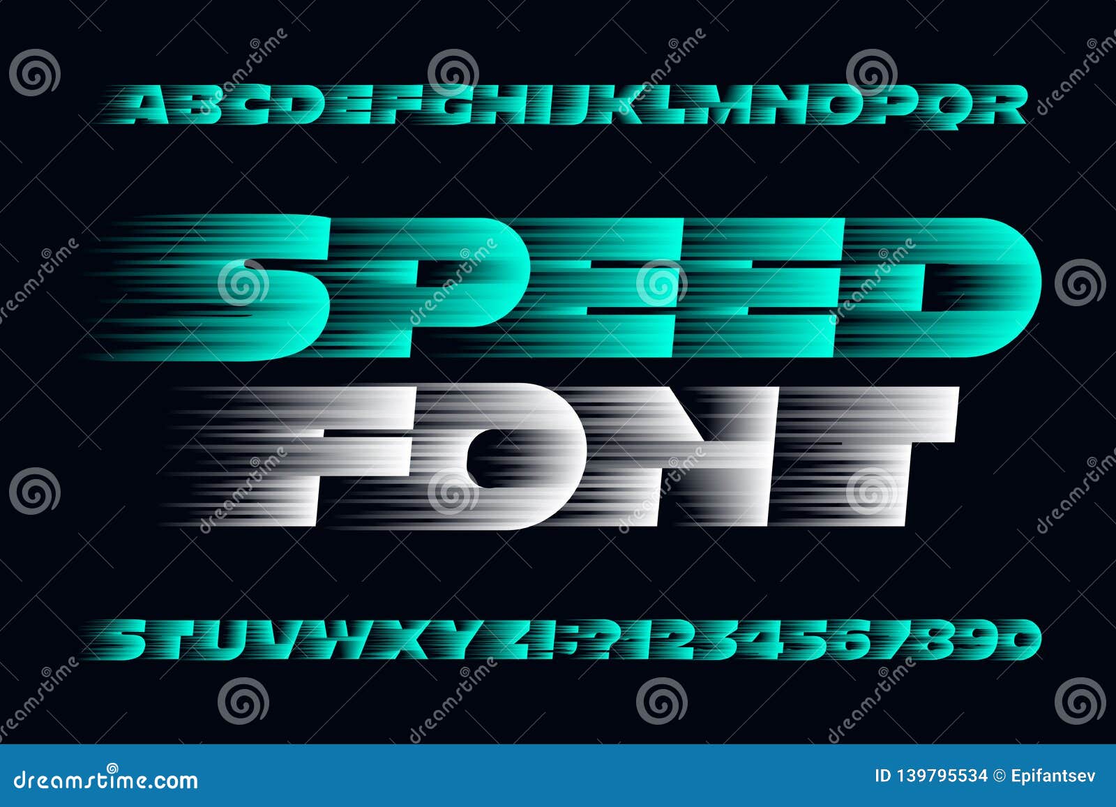 Speed Alphabet Font. Fast Speed Effect Uppercase Letters, Numbers and ...