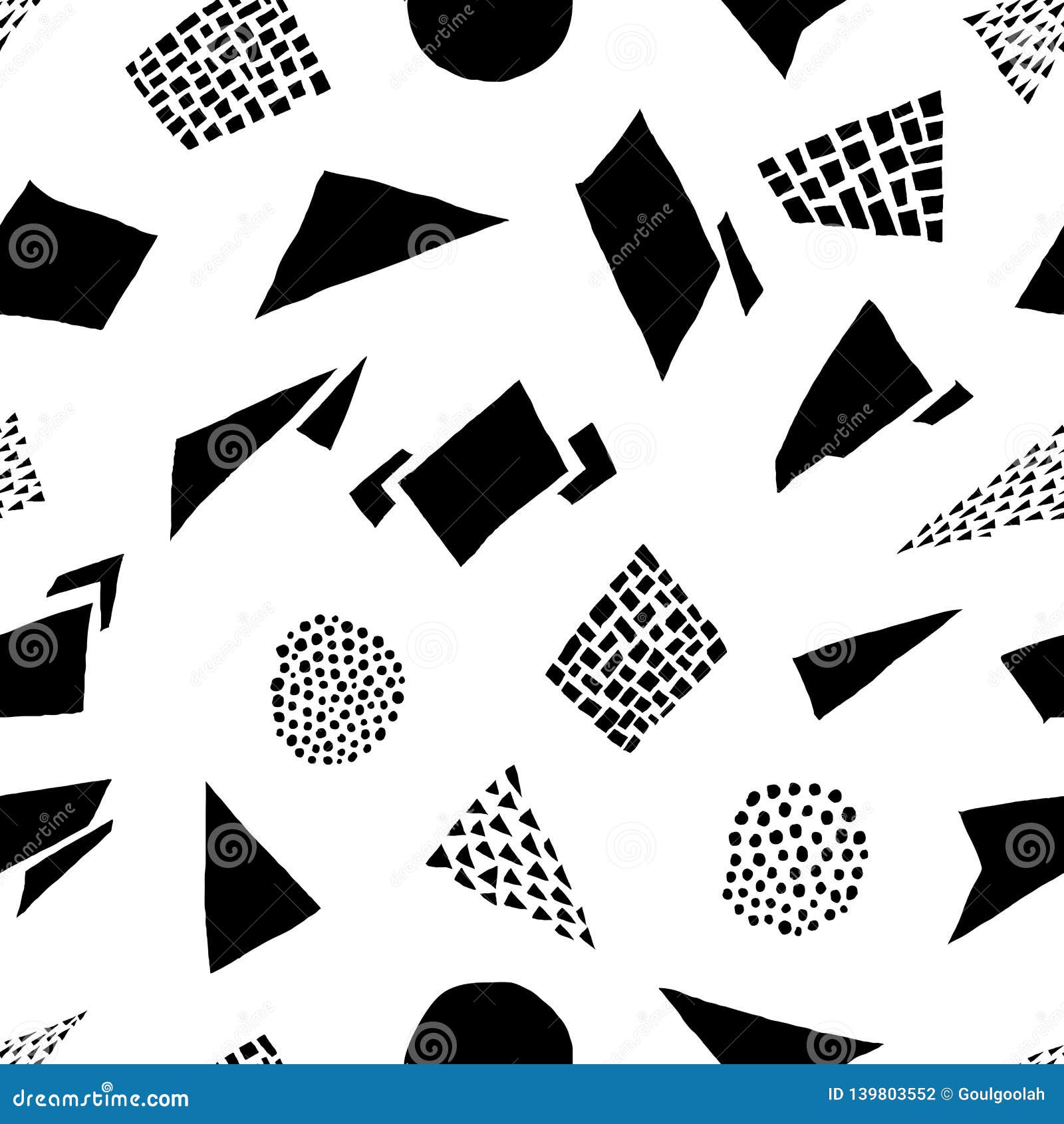 Abstract Hand Drawn Shapes Seamless Pattern. Retro Vector Illustration ...