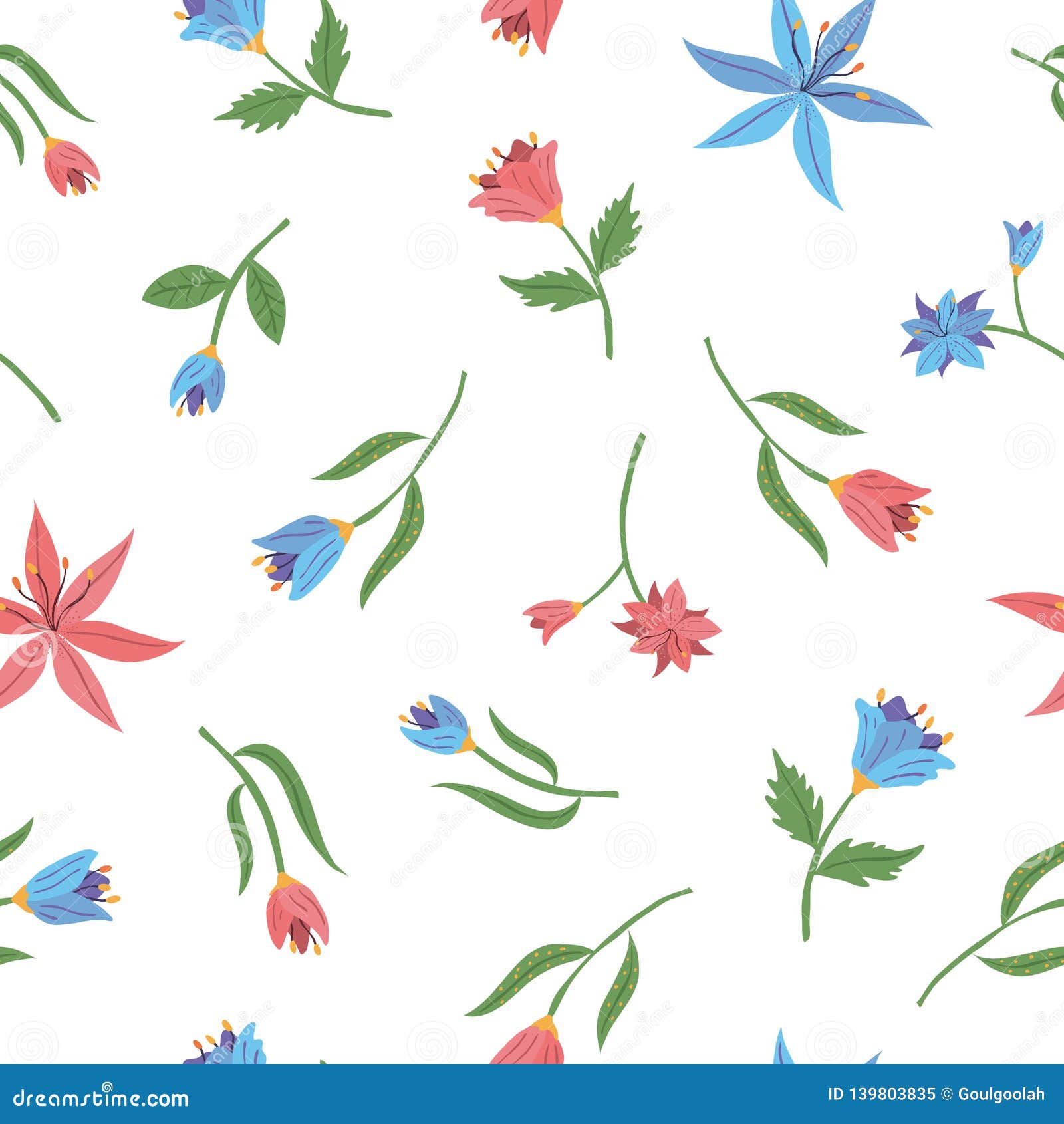 Spring Flowers Confetti Seamless Pattern. Vector Illustration Stock ...