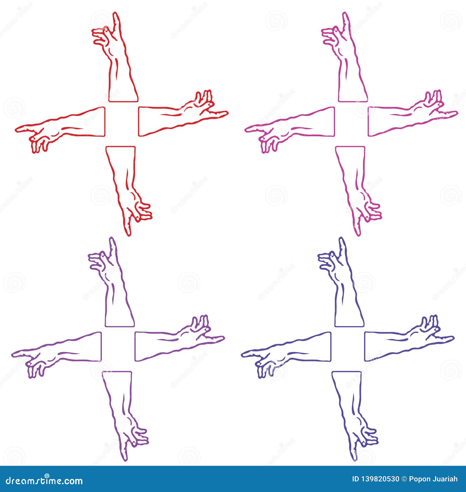 Four Hand Colorfull Patern Design Stock Vector - Illustration of ...