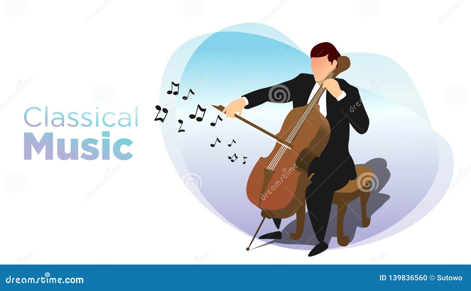 Classsical Music Concept Man Sit and Playing Cello with Shadow and ...