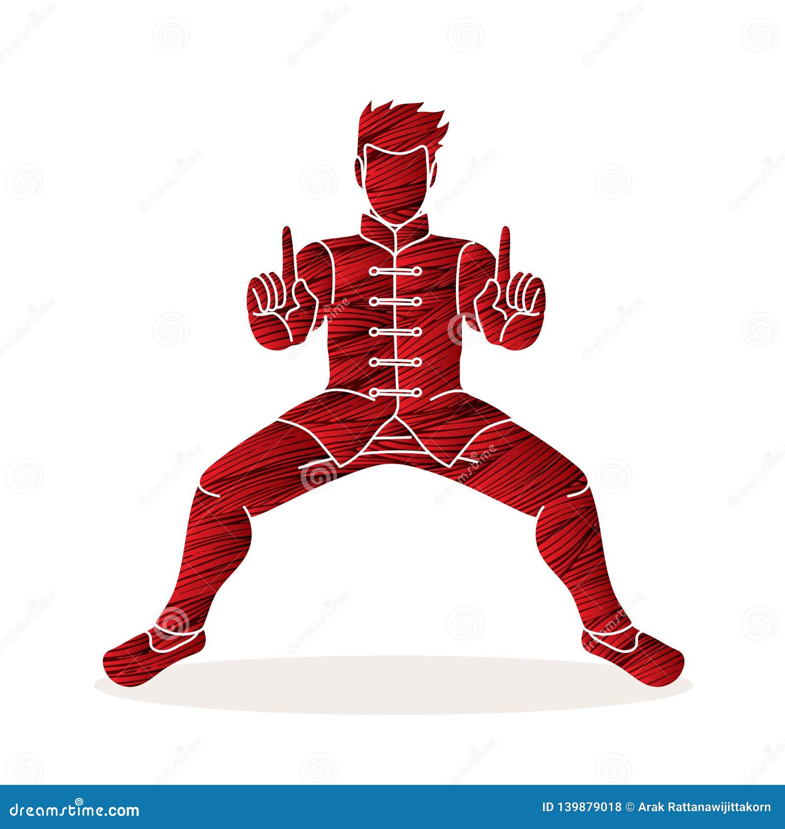 Kung Fu Ready To Fight Action Pose Cartoon Graphic Vector Illustration ...