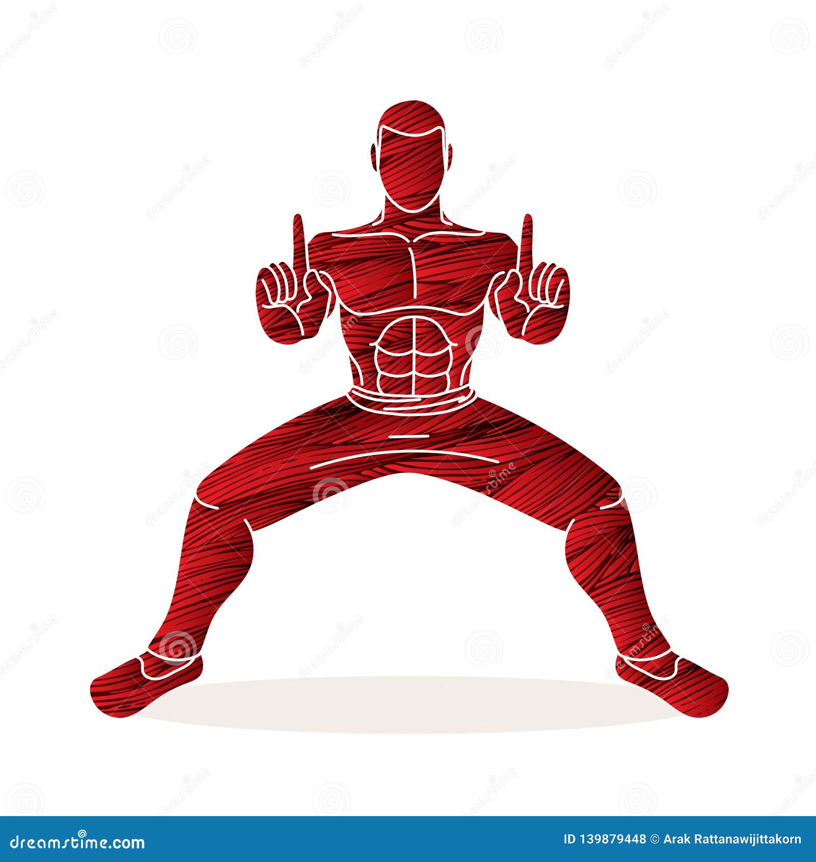 Man Kung Fu Action Ready To Fight Graphic Stock Vector - Illustration ...