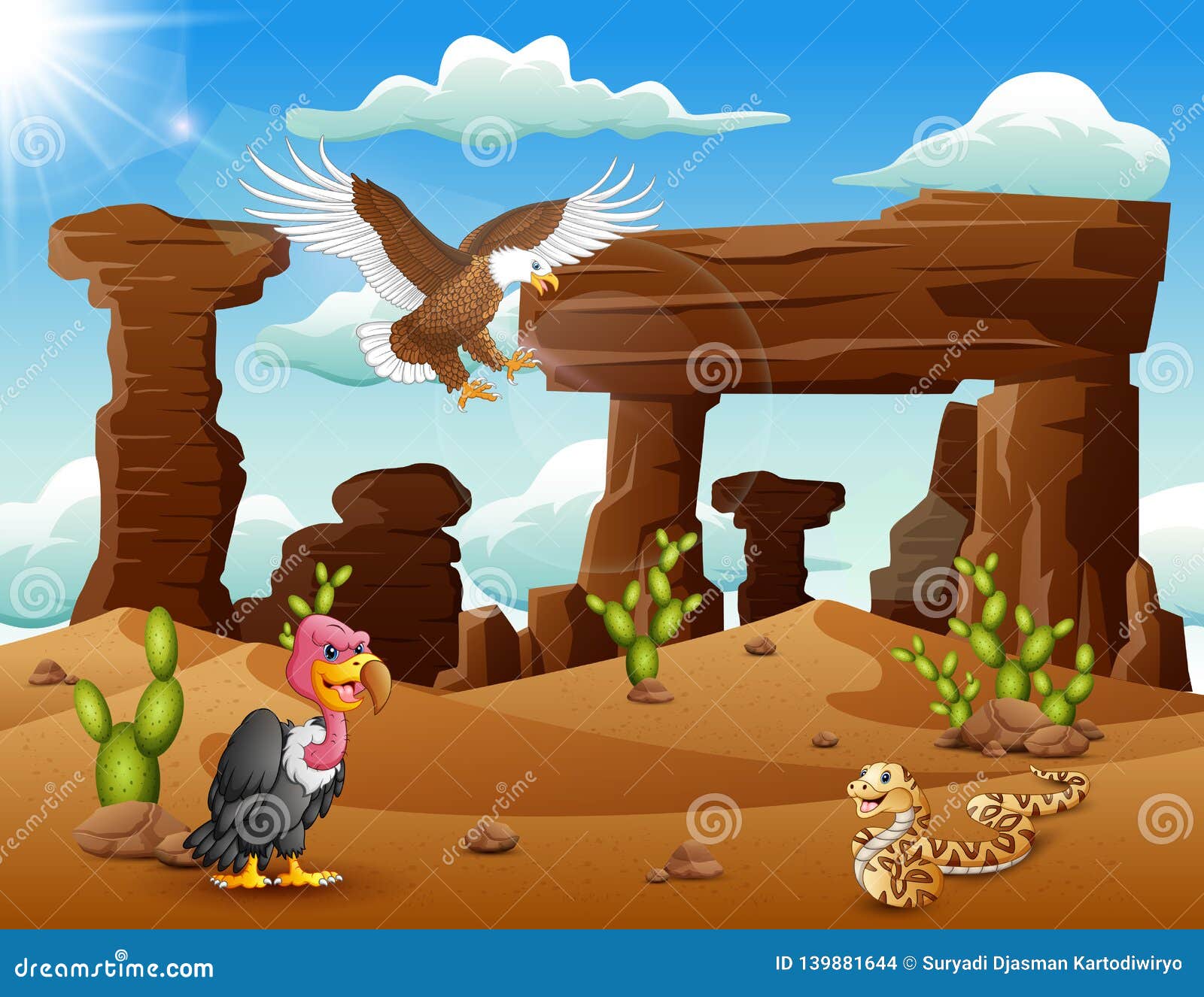 Desert Living Creatures Vector Illustrated Set Isolated On White ...