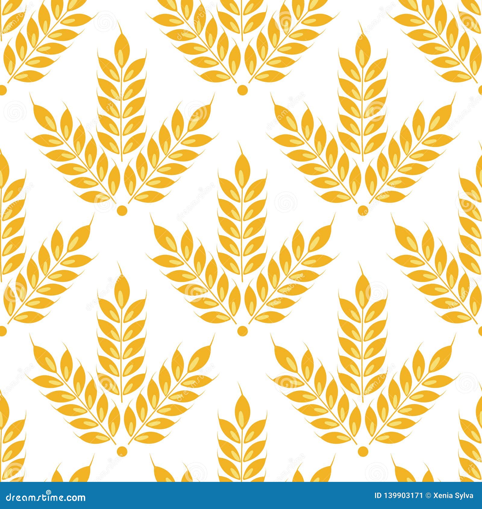Vector Seamless Ears of Wheat Pattern. Isolated on White. Stock Vector ...