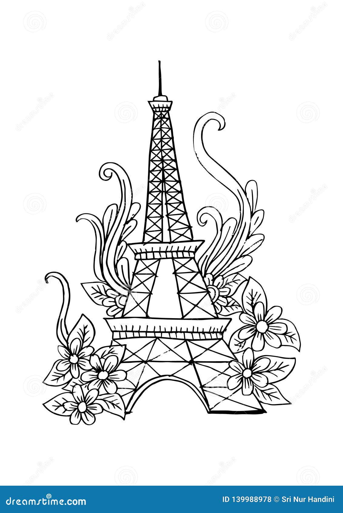 Paris Europe European City Name City Name Hand-drawing Stock Vector ...