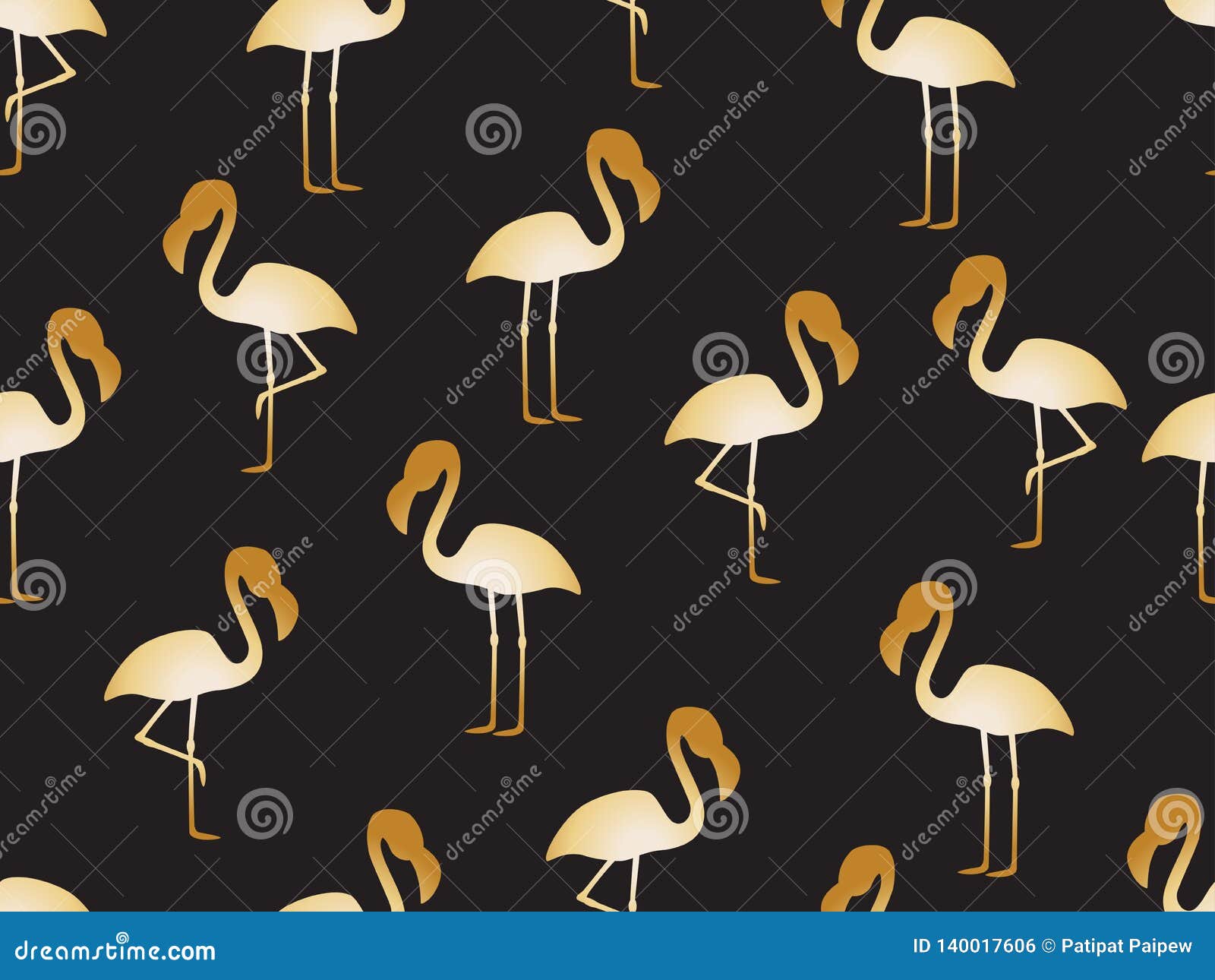 Flamingo Black Outline Sketch Seamless Vector Texture. | CartoonDealer ...