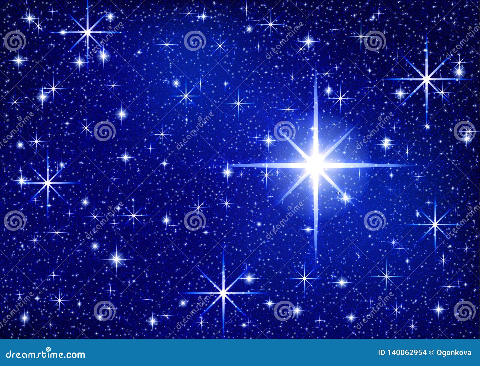 Starry Sparkle Vector Background with Twinkle Stars. Ð¡lean Night Blue ...