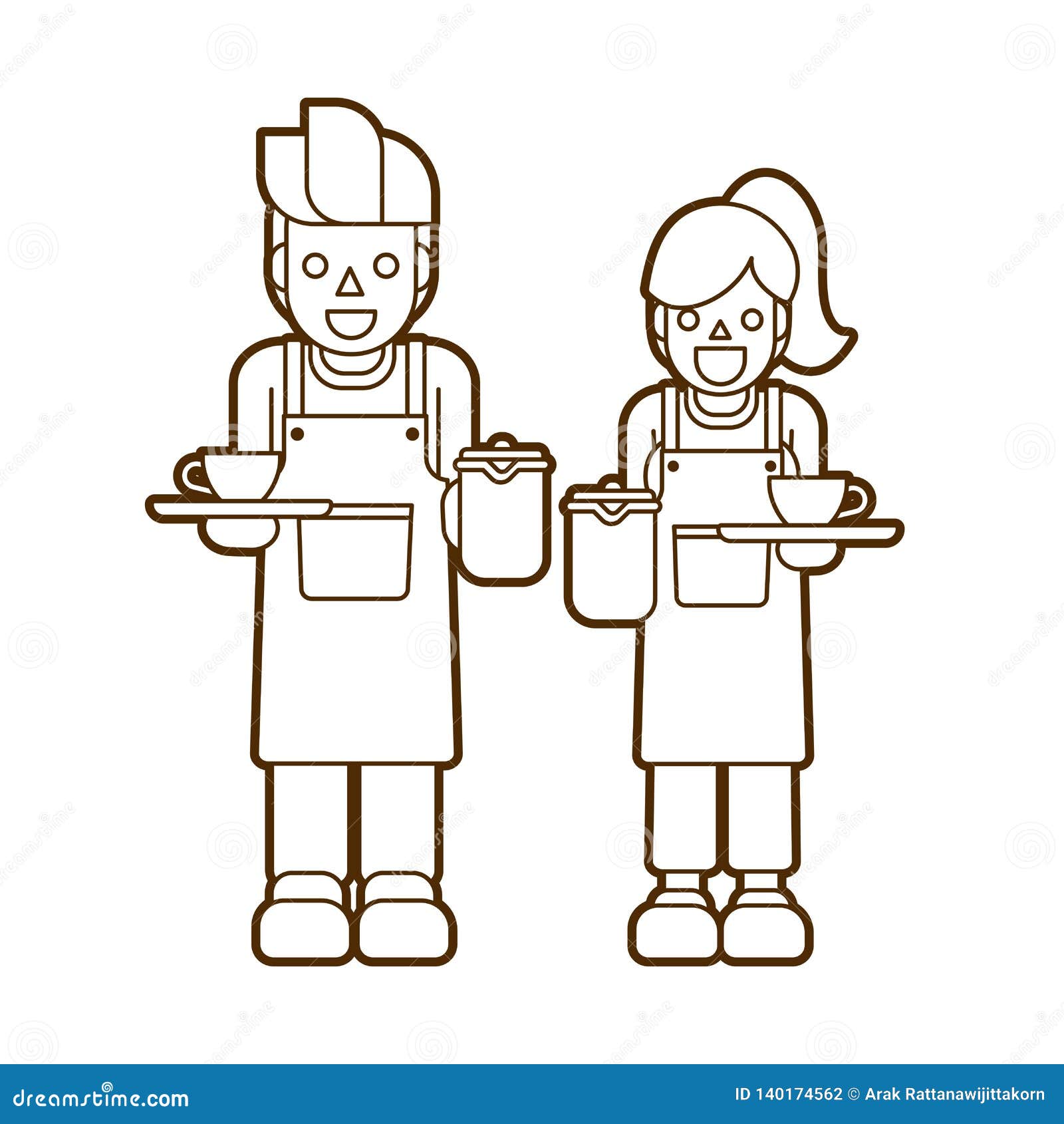 Coffee Serve, Barista Cartoon Graphic Stock Vector - Illustration of ...