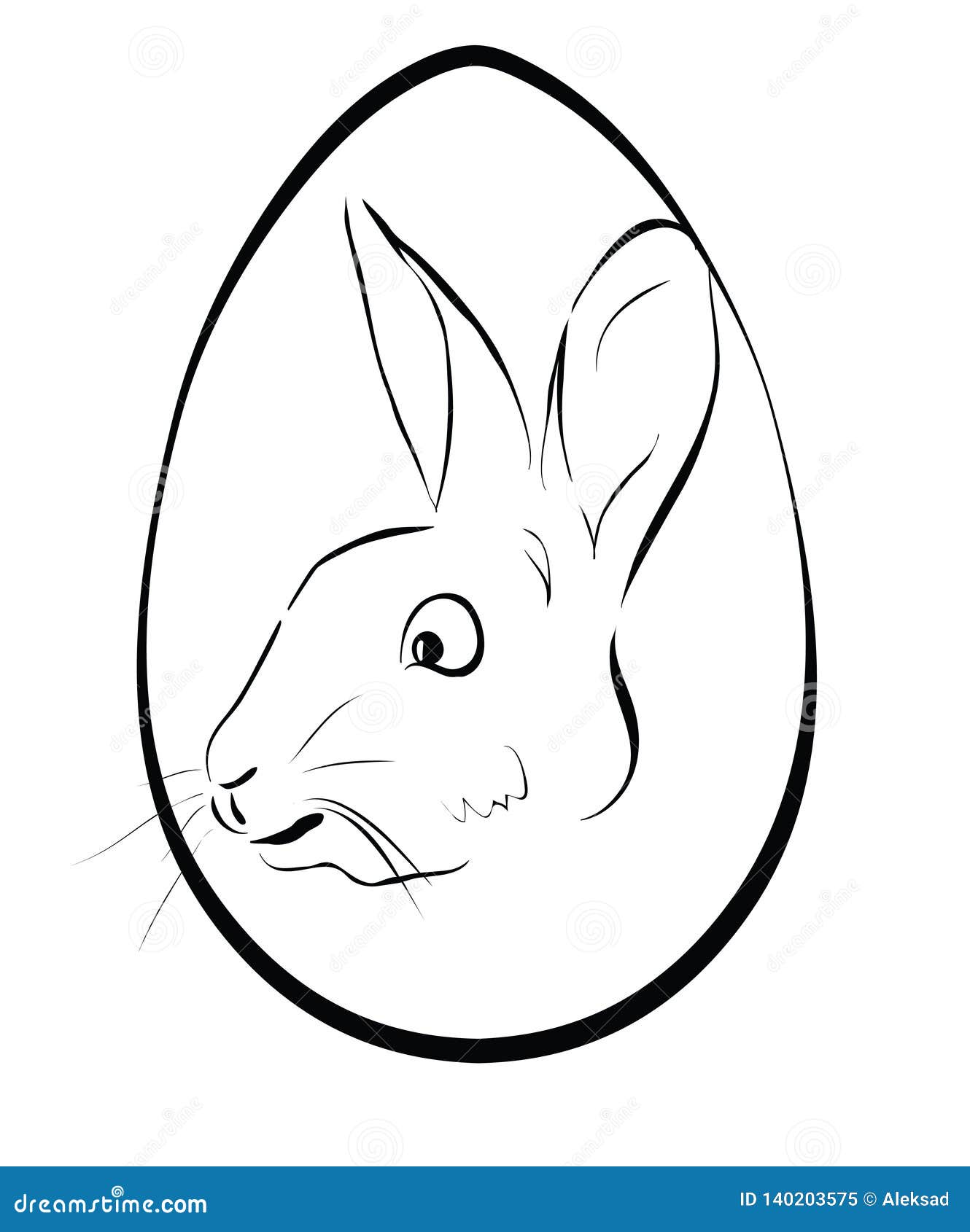 Easter Egg with Hare. Outline of a Rabbit in Egg Oval Stock Vector ...