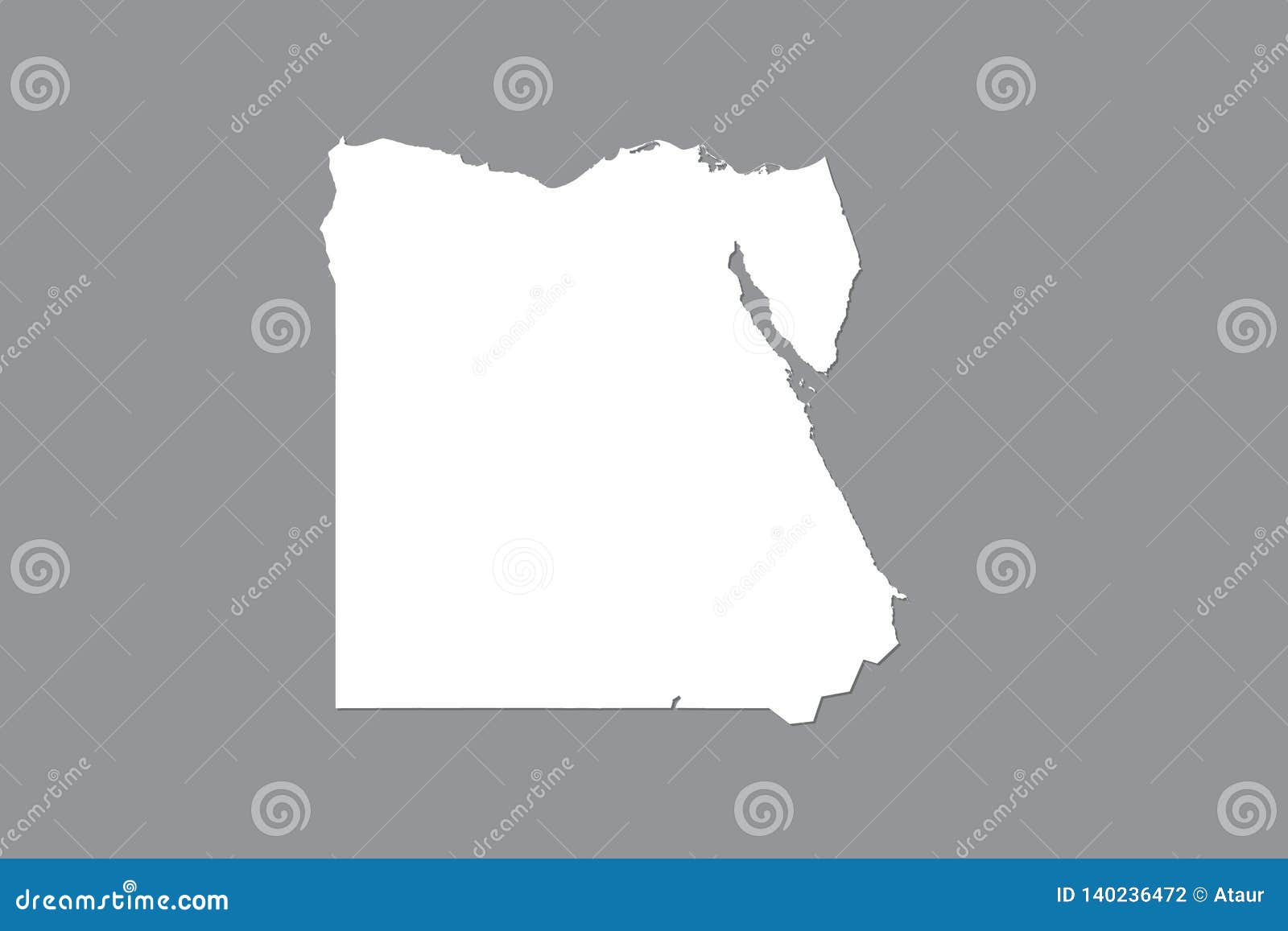 Egypt Vector Map with Integrated Land Area Using White Color on Dark ...