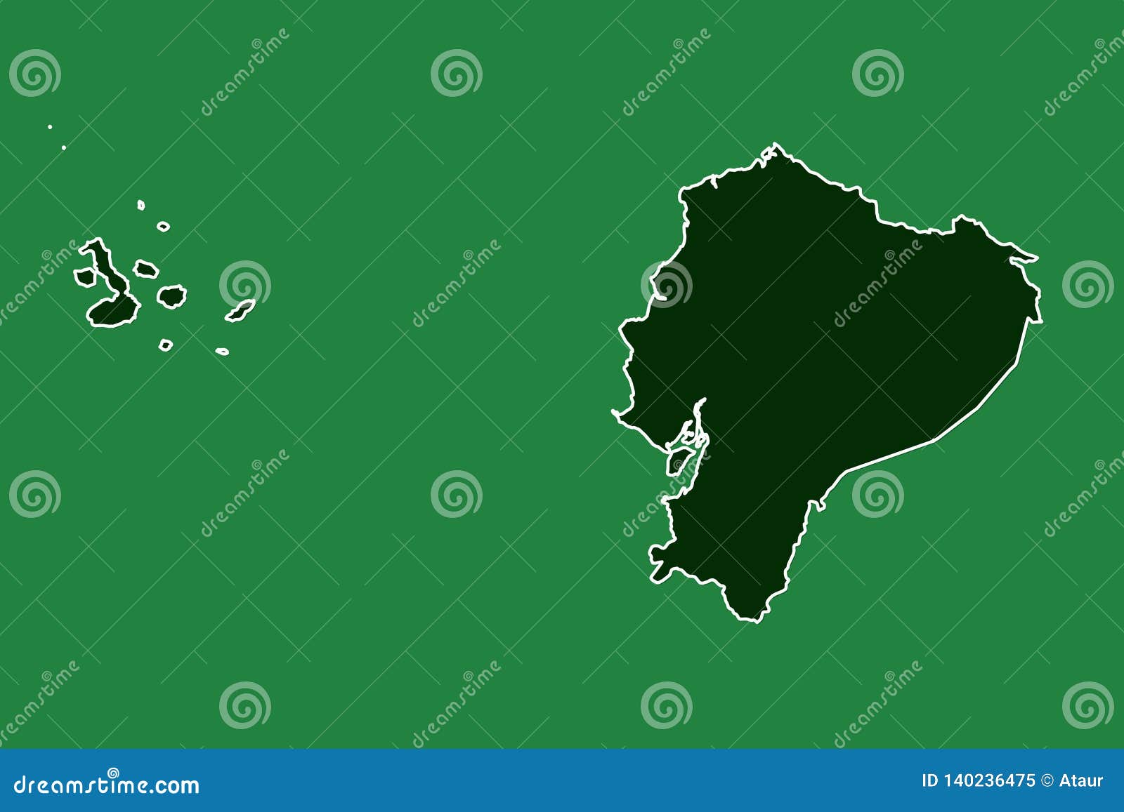 Ecuador Vector Map with Single Border Line Boundary Using Green Color ...