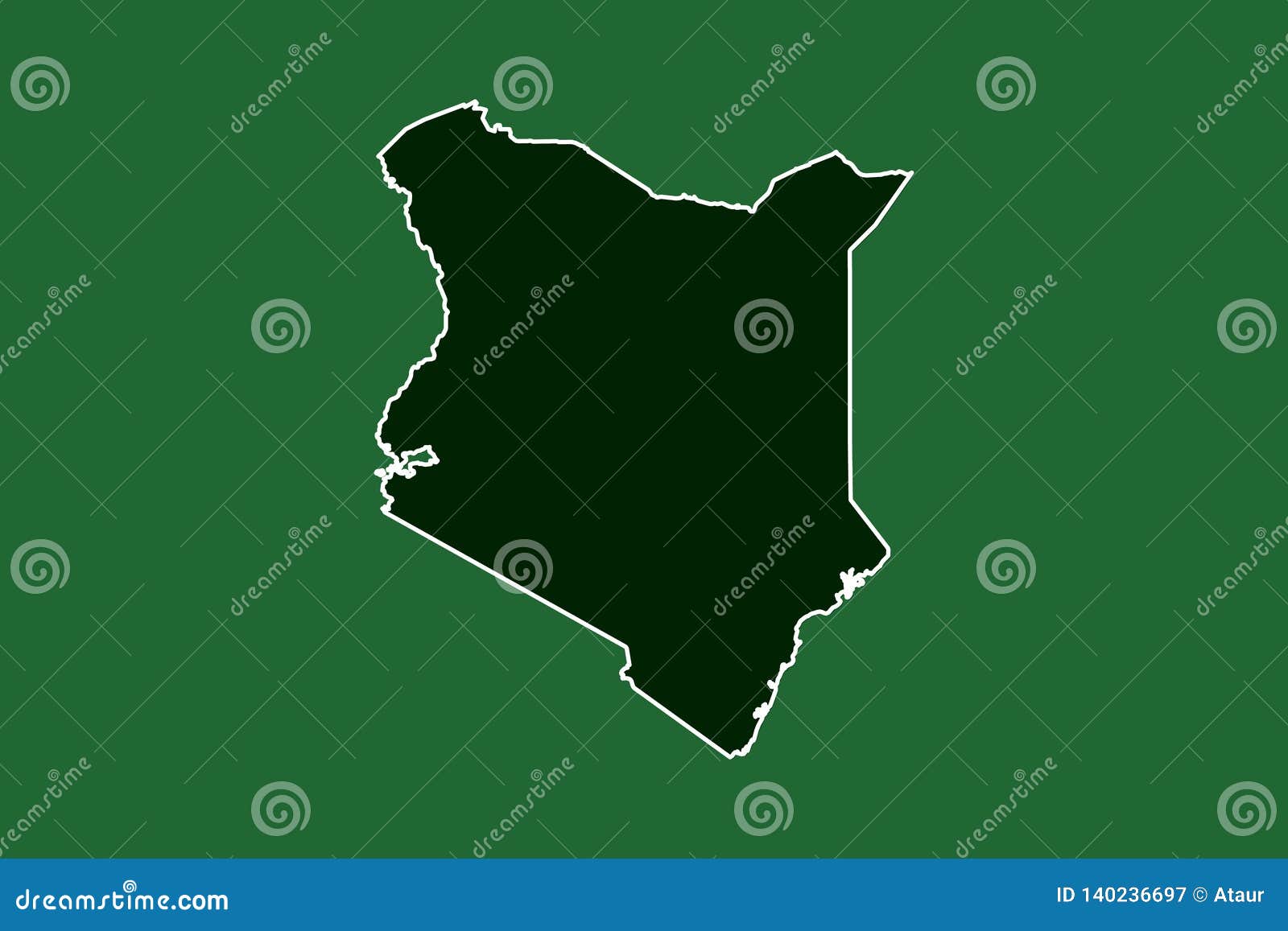 Kenya Vector Map with Single Border Line Boundary Using Green Color ...