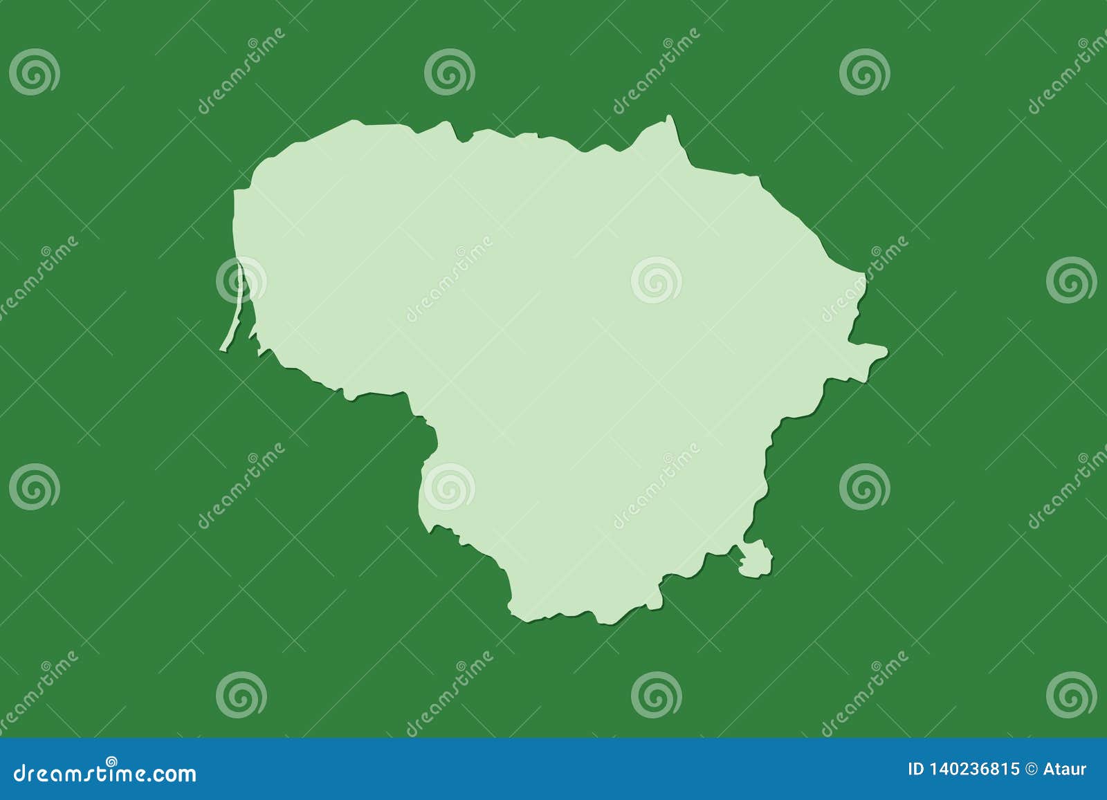 Lithuania Vector Map with Single Land Area Using Green Color on Dark ...
