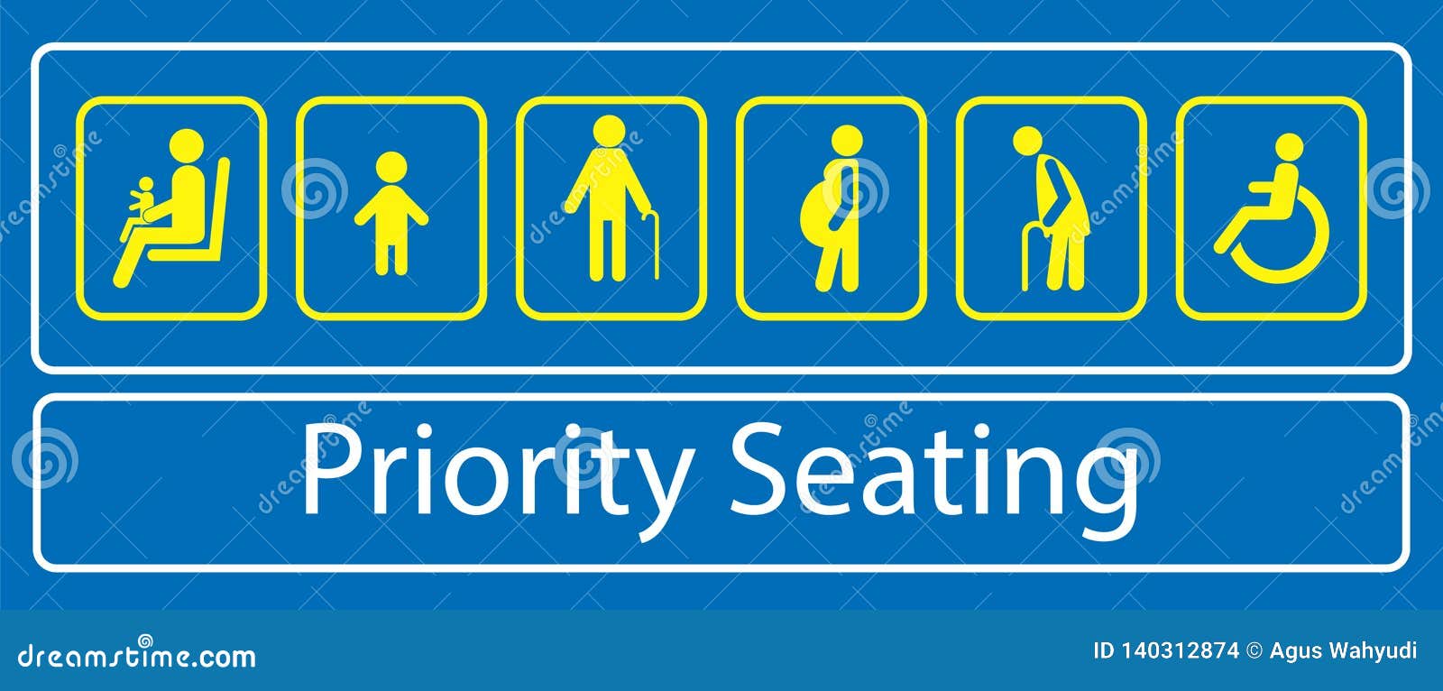 Set Of Priority Seating Sticker Or Label, For Mass Rapid Transit Or ...