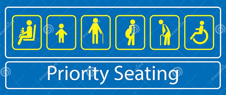 Set of Priority Seating Sticker or Label, for Mass Rapid Transit or ...