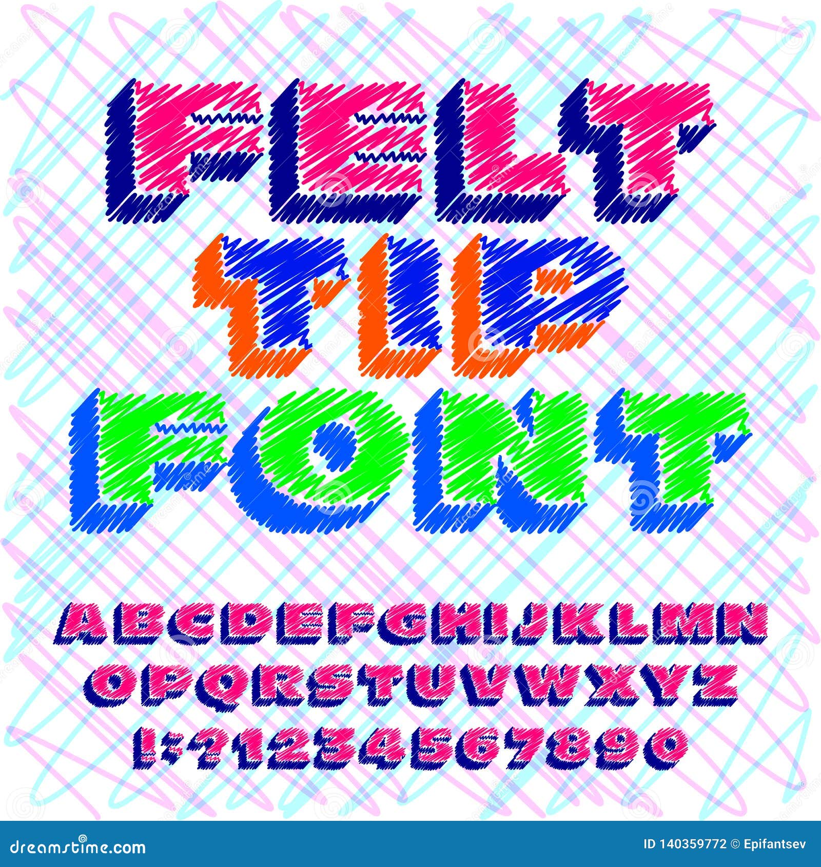 Felt-tip Alphabet Font. 3D Effect Uppercase Handwritten Letters and ...