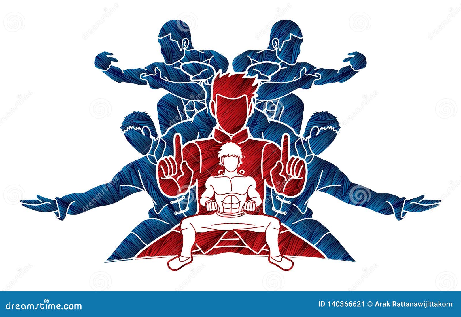 Kung Fu Ready To Fight Action Pose Cartoon Graphic Stock Vector ...