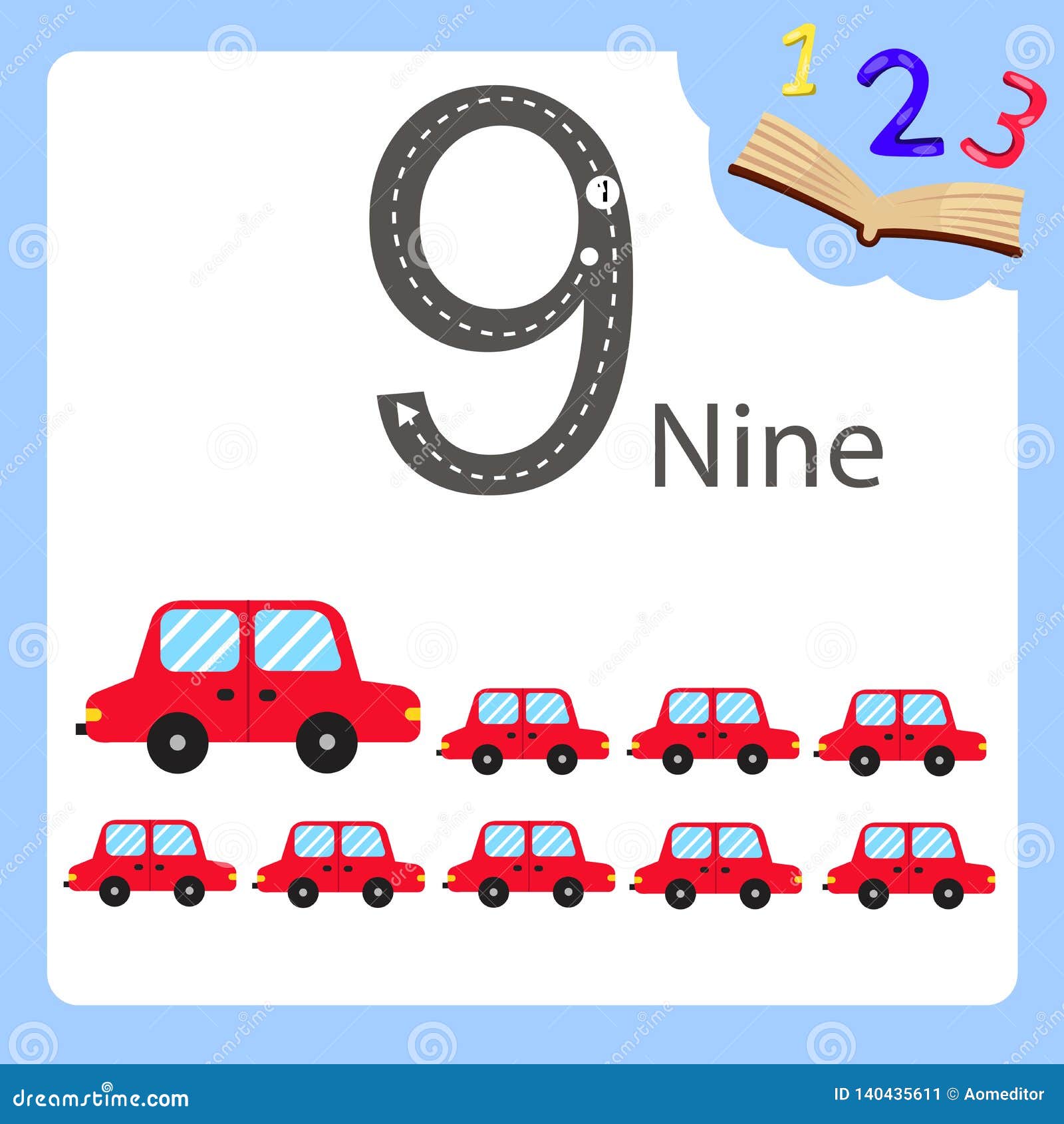Illustrator of Nine Number Car Stock Vector - Illustration of cute ...