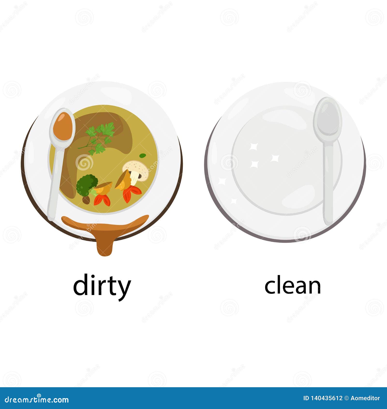 Illustrator of Opposite Dirty and Clean Stock Vector - Illustration of ...