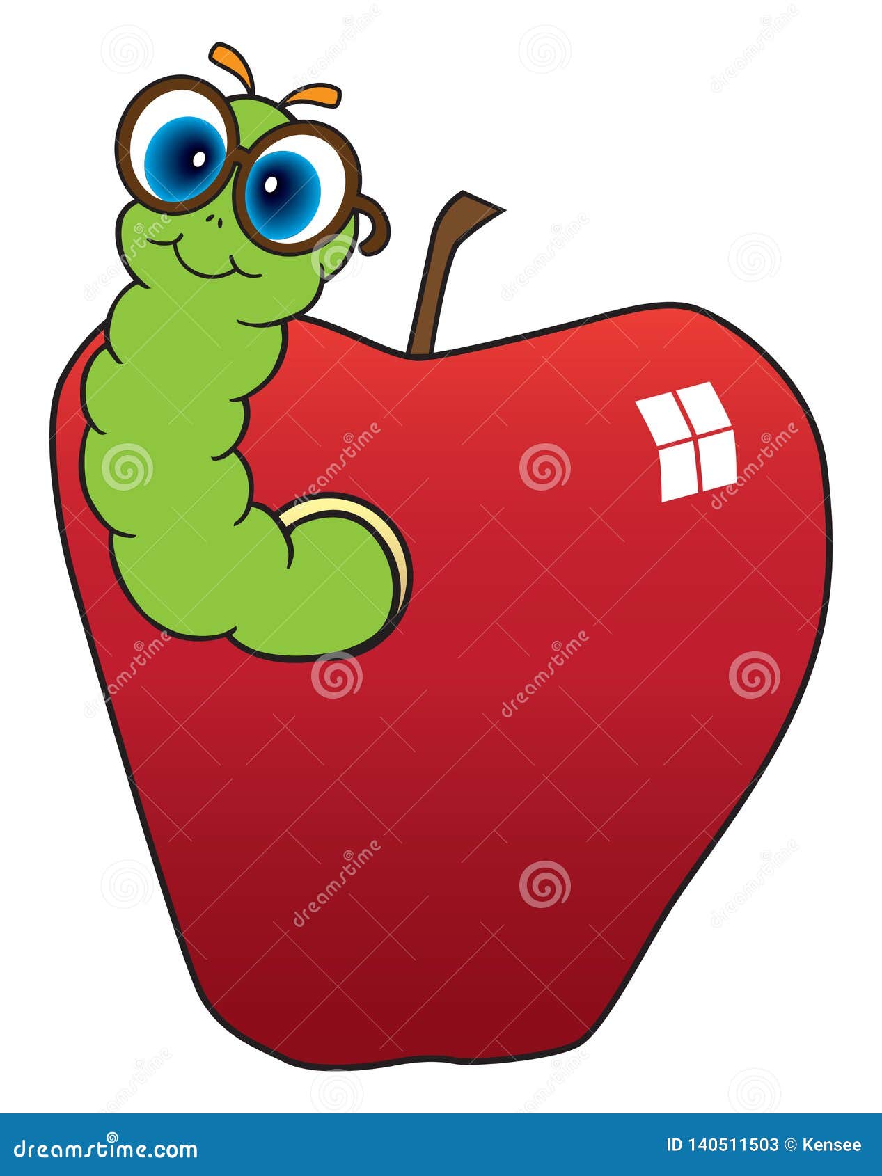 Nerd Apple Worm stock vector. Illustration of lovable - 140511503