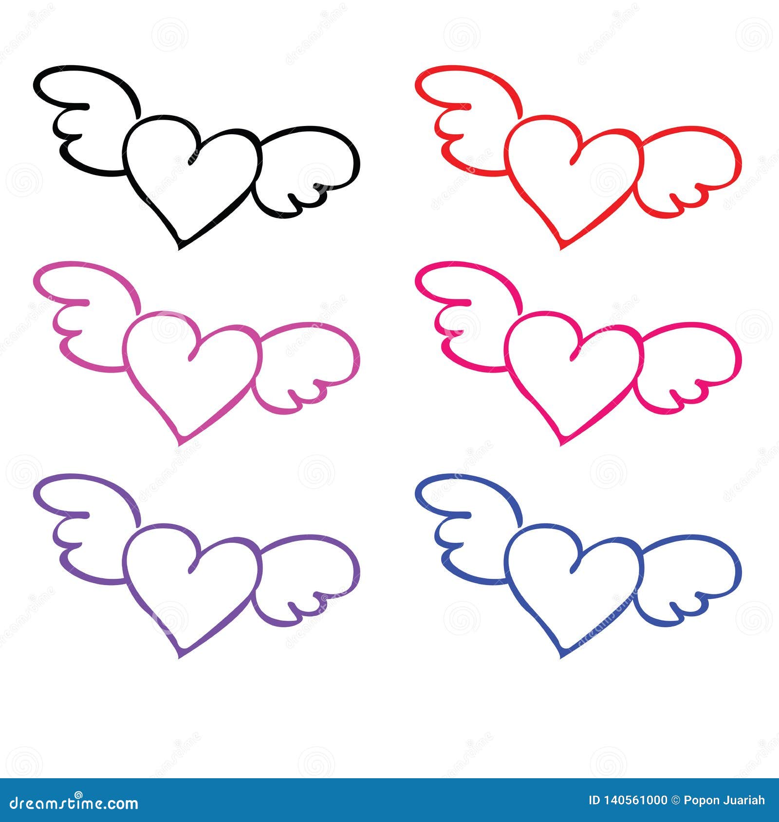 Colorfull Love with Wing Vector Stock Illustration - Illustration of ...