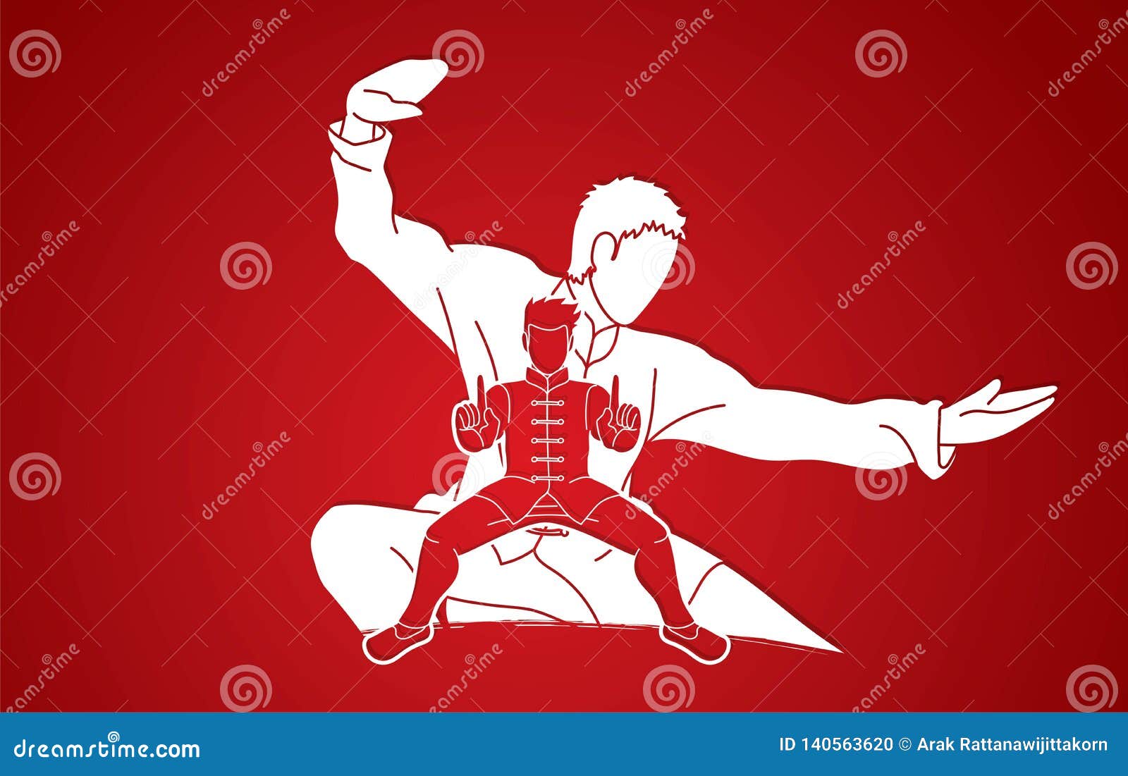Kung Fu Fighter, Martial Arts Action Pose Cartoon Graphic Stock Vector ...